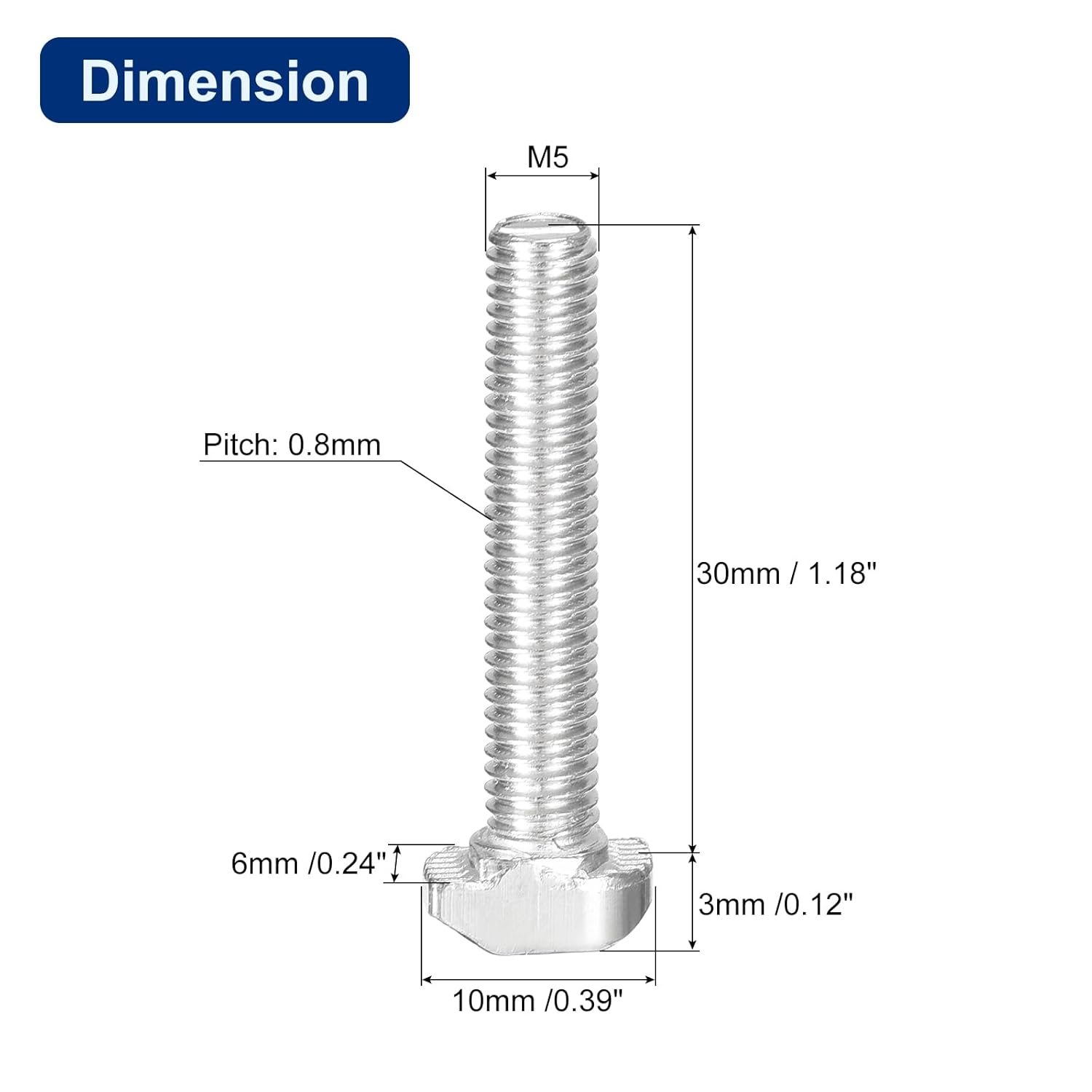 hgudesign 20-Piece T-Slot Bolt Set, M5 x 20mm Hammer Bolts for 2020 ...