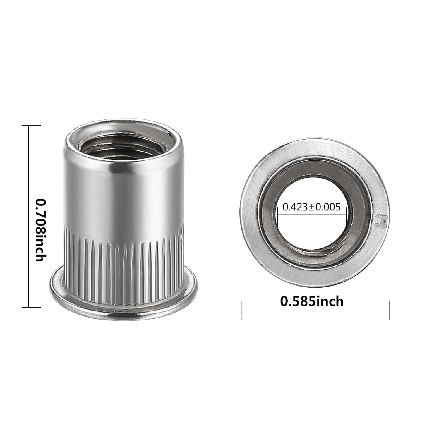 hgudesign 200Pcs Rivet Nut M6 Metric Stainless Steel 304 Flat Rivnut ...