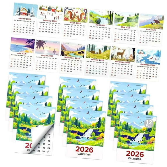 hgudesign 2026 Calendar 12-Pack Small and Stick Monthly Wall Calendars ...