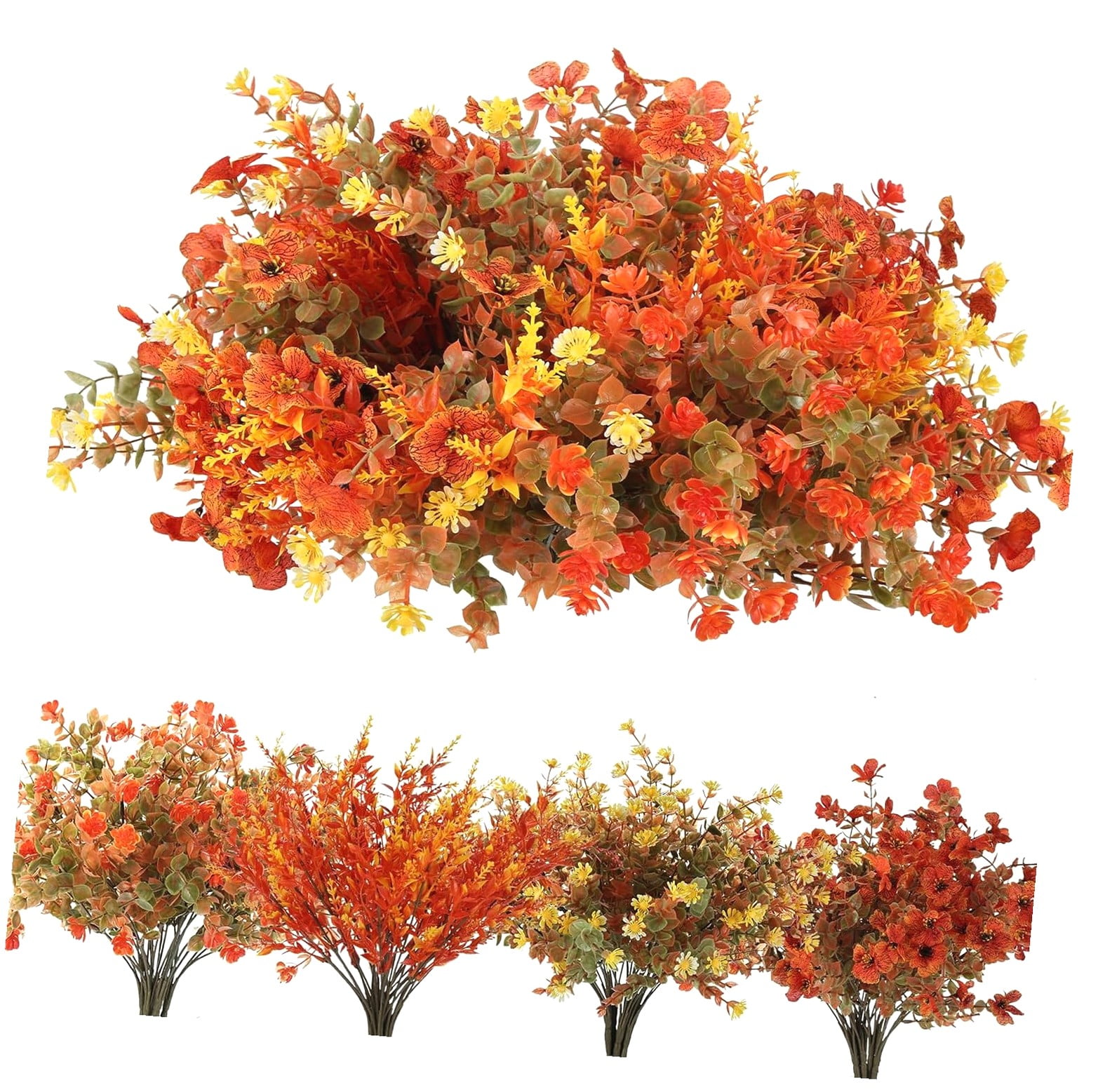 hgudesign 20Pcs Artificial Fall Leaves, Fake Autumn for Thanksgiving ...
