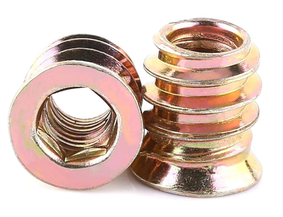 hgudesign 20Pcs Threaded Insert Nuts, Zinc Plated Carbon Steel Hex ...