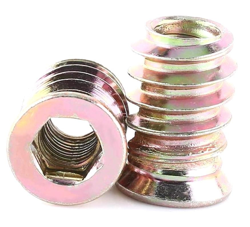 hgudesign 20Pcs Threaded Insert Nuts, Zinc Plated Carbon Steel Hex ...