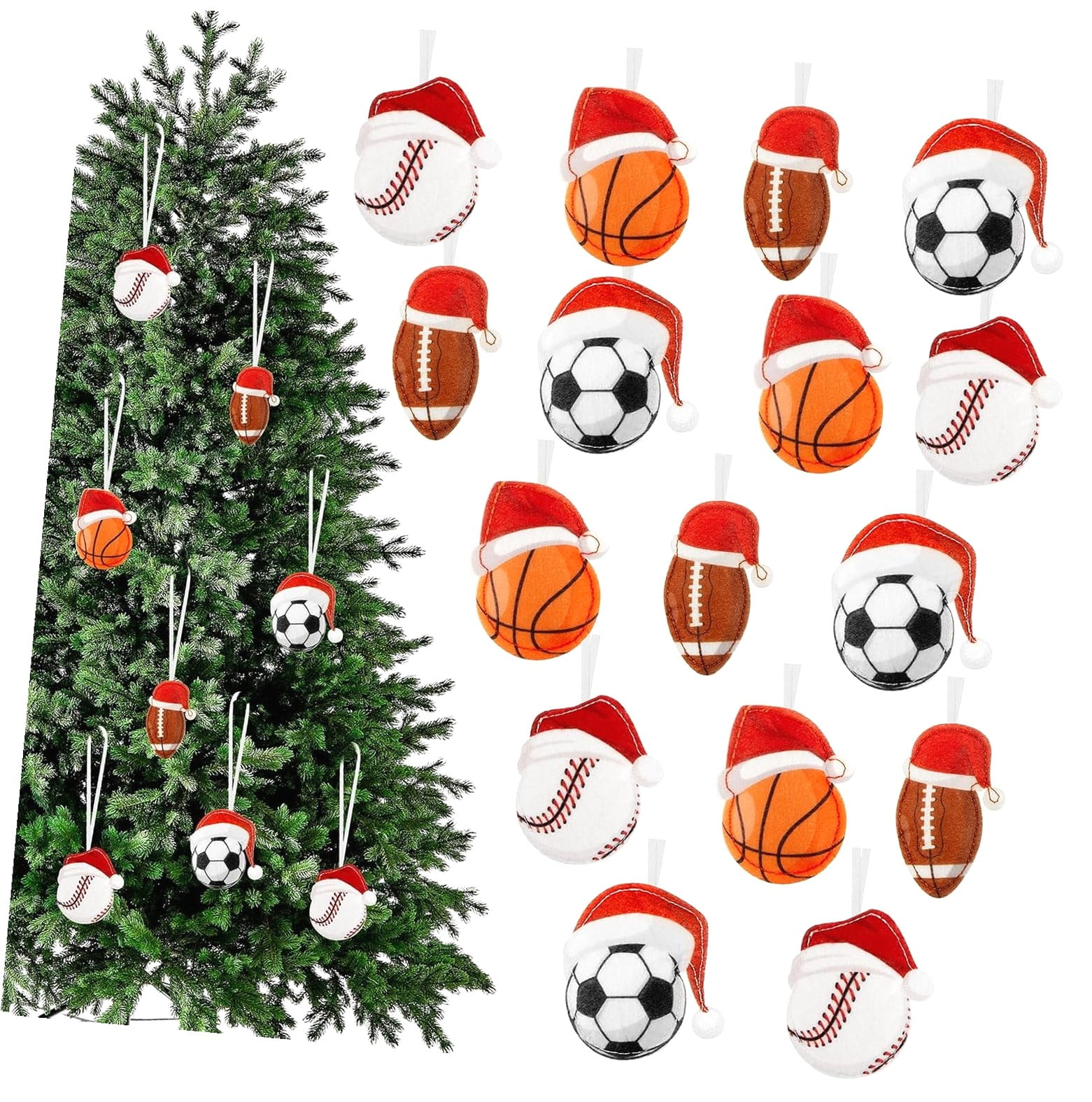 hgudesign 24 Pcs Christmas Felt Hanging Tree Ornaments 3D Hanging ...