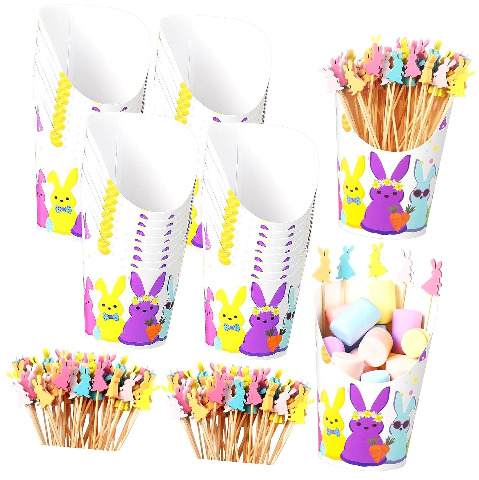 hgudesign 250 Pcs Charcuterie Cups with Sticks, 50 Pcs 14 oz Spring ...