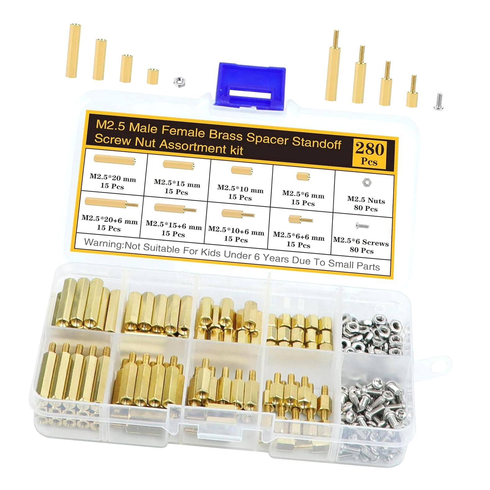 hgudesign 280Pcs M2.5 Motherboard Standoffs&Screws&Nuts Kit, Hex Male ...