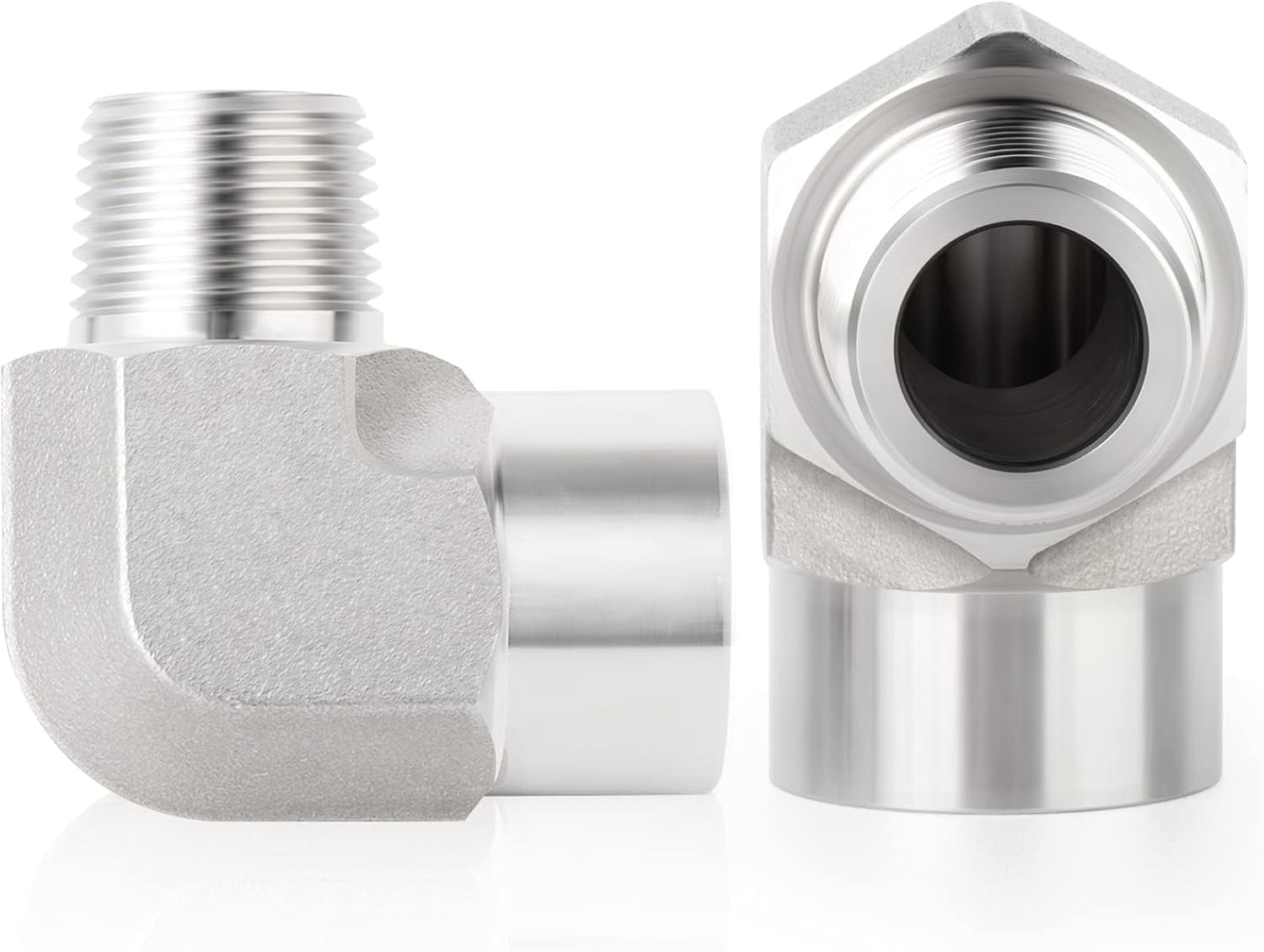 hgudesign 2PCS 304 Stainless Steel 90 Degree Barstock Street Elbow, 1/8 Inch NPT Male to 1/8 ...