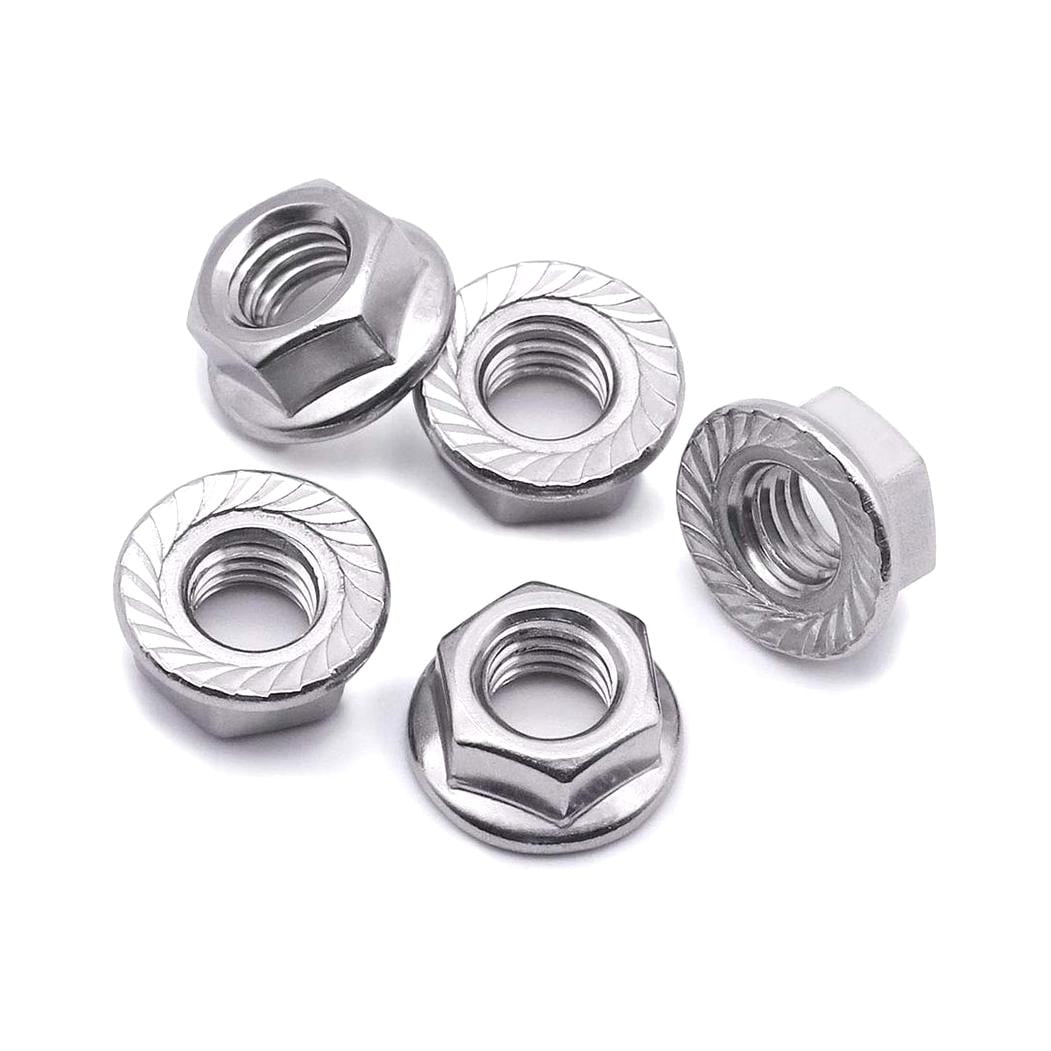 hgudesign 3/8-16 Toothed Flange Hexagonal Fastening Nuts, 304 Stainless ...