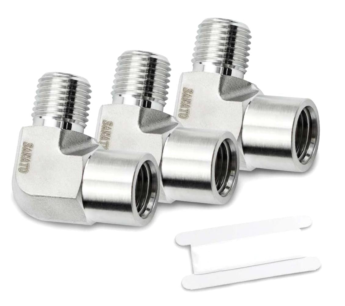 hgudesign 3-Piece 304 Stainless Steel Forged Female to Male Elbow ...