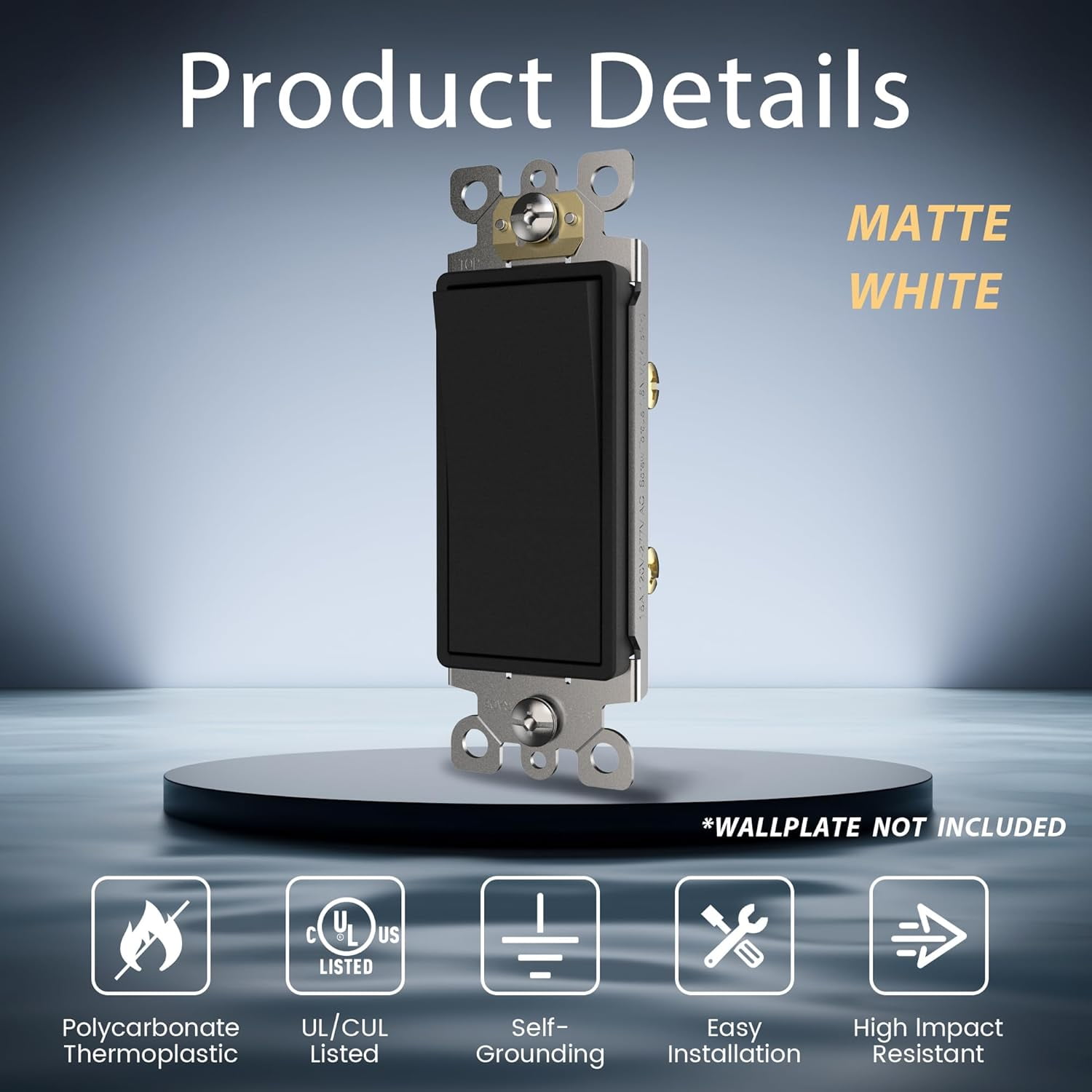 hgudesign 3-Way Decorator Light Switch - Matte Black On/Off Switches ...