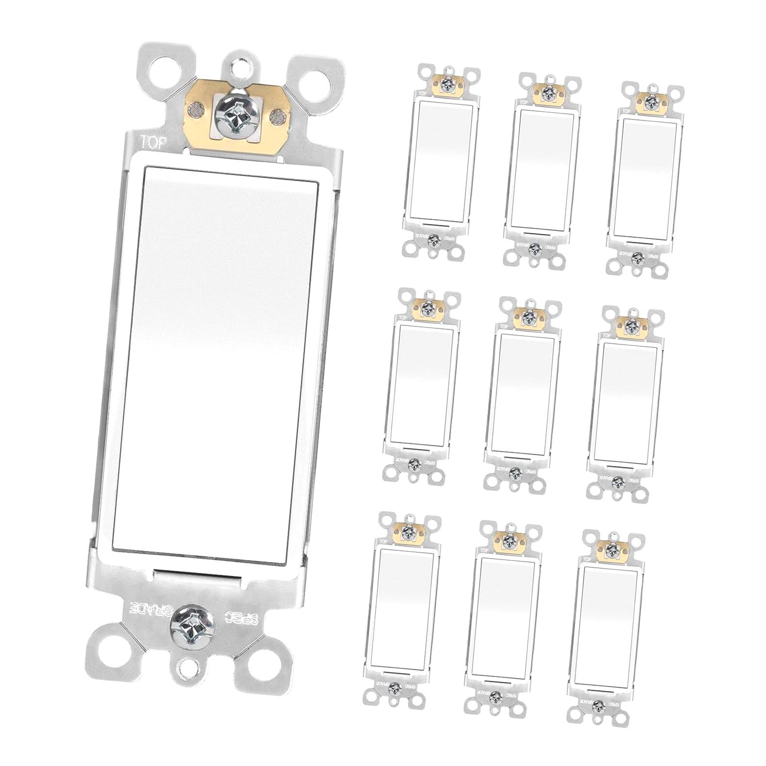 hgudesign 3 Way Decorator Light Switch, Rocker Paddle Wall Switch with ...
