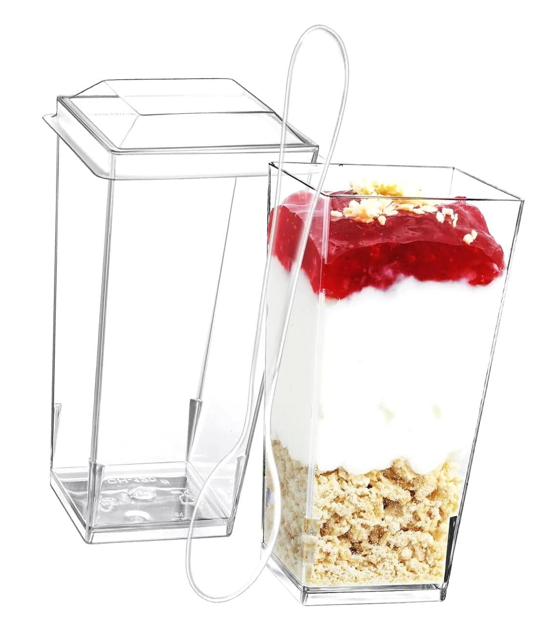 hgudesign 3 oz Mini Dessert Containers with Spoons 50 Count, Small ...