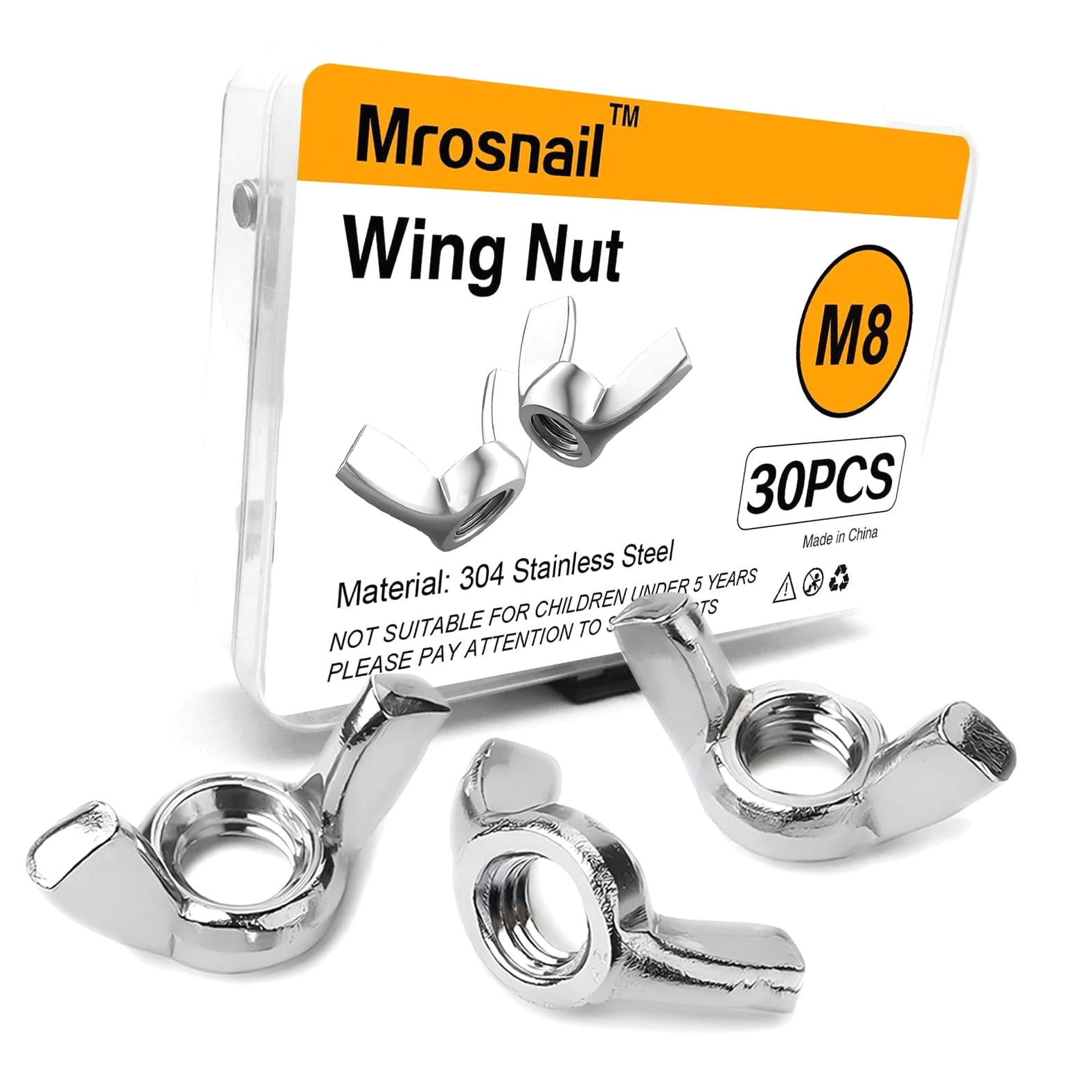 hgudesign 30 PCS M8 Wing Nuts Kit - Stainless Steel Butterfly Wingnuts ...