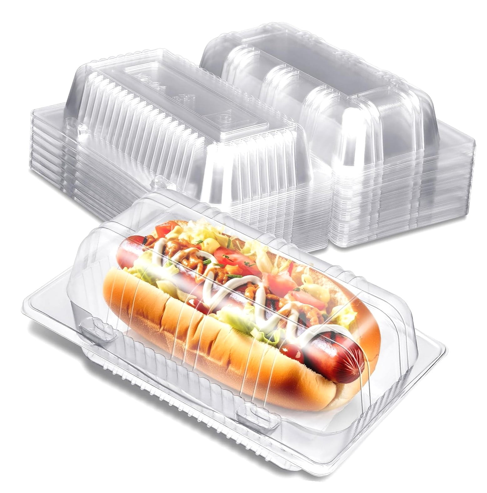 hgudesign 30 Pcs Clear Plastic Hot Tray with Hinged Lid 6.34x3.86x2.44 ...
