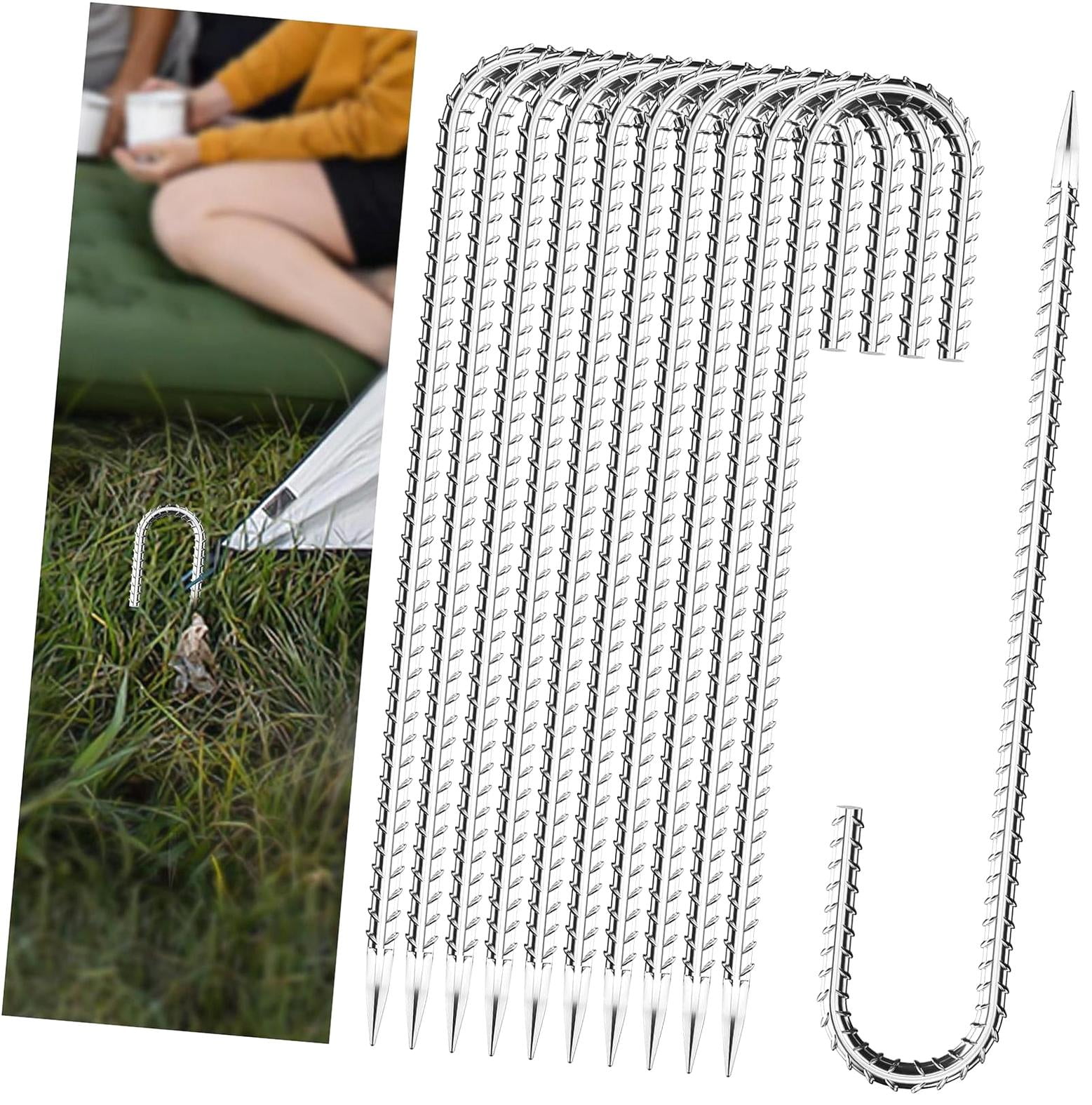 hgudesign 30-Piece J Rebar Metal Tent Stakes 12-Inch Galvanized Ground ...