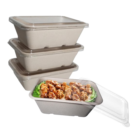 hgudesign 34 oz Bowls with - Rectangular Sugarcane Fiber Paper Bowls ...
