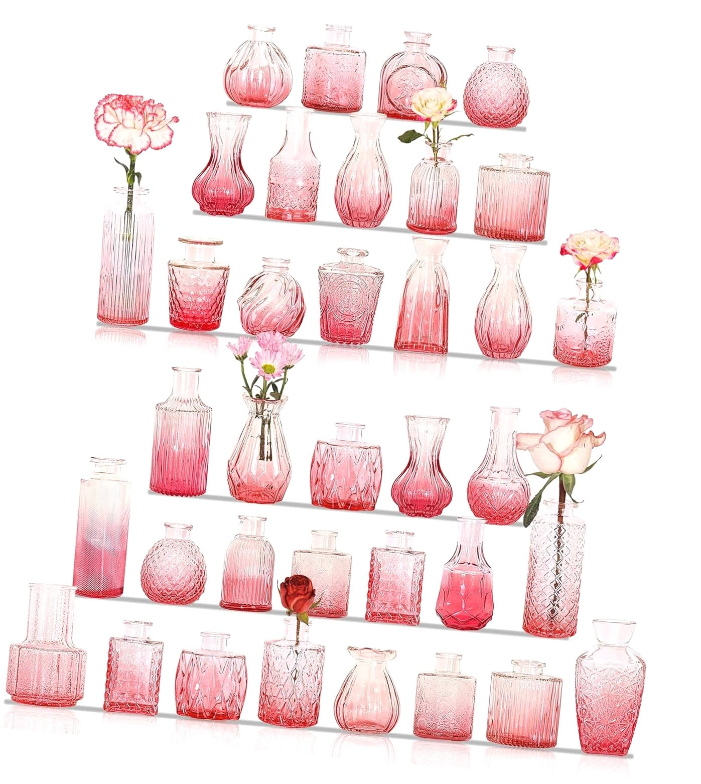 hgudesign 36Pcs Vases Set Small Bottles Vases in Bulk Multiple Shape ...