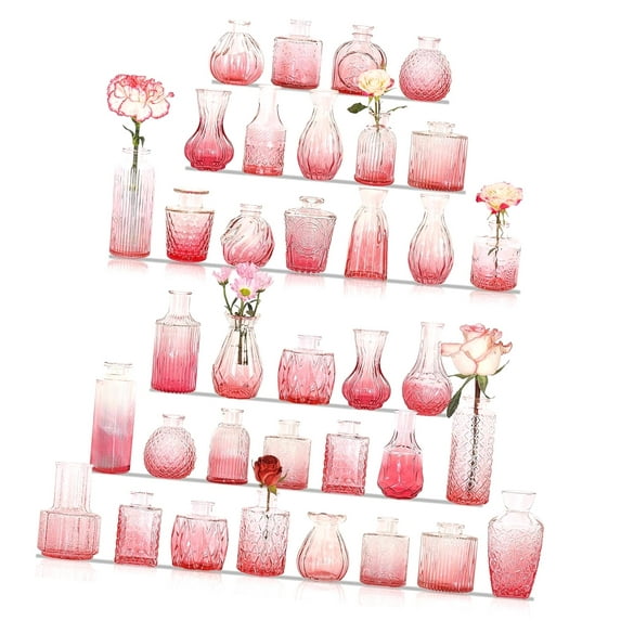 hgudesign 36Pcs Vases Set Small Bottles Vases in Bulk Multiple Shape ...