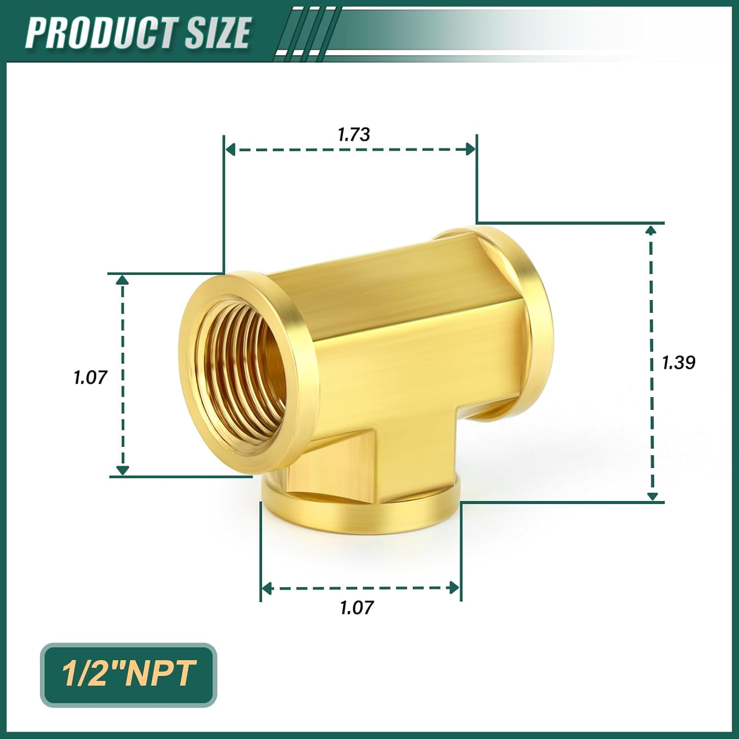 hgudesign 3PCS 1/2" NPT Tee Connectors, Female Threaded T-Shaped 3 Way ...