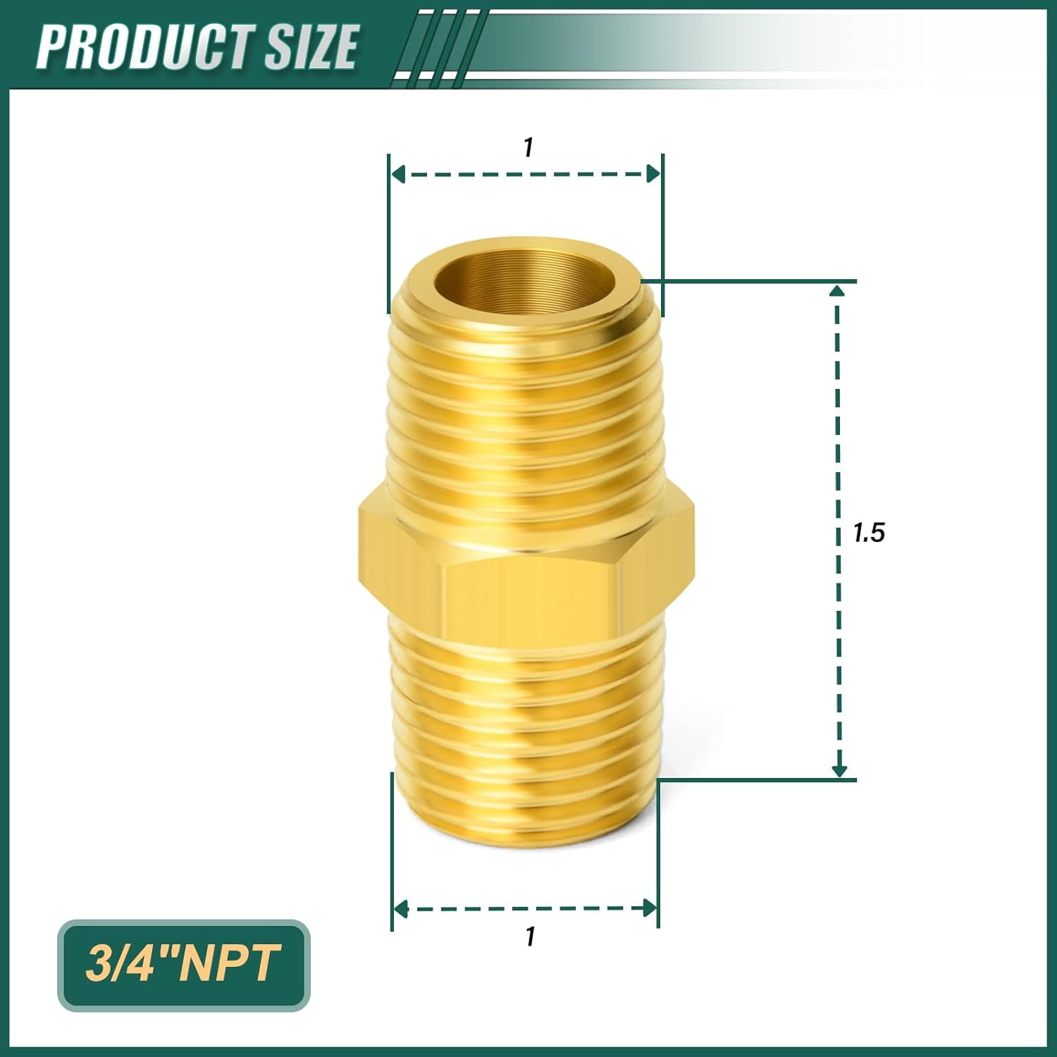 hgudesign 3PCS Male Solid Pipe Connector, 3/4" x 3/4" NPT Male Thread ...