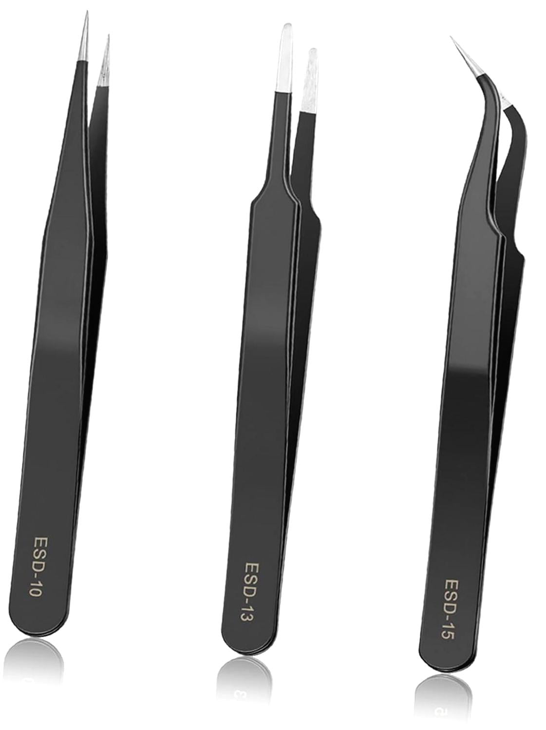 hgudesign 3PCS Tweezers Set, Upgraded Anti-Static Stainless Steel ...