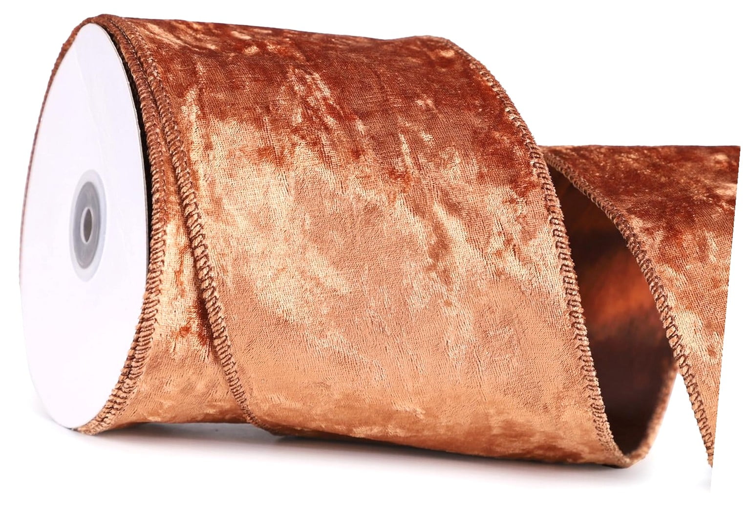 hgudesign 4 Inch Copper Crushed Velvet Wired Extra Bronze for Wreaths ...
