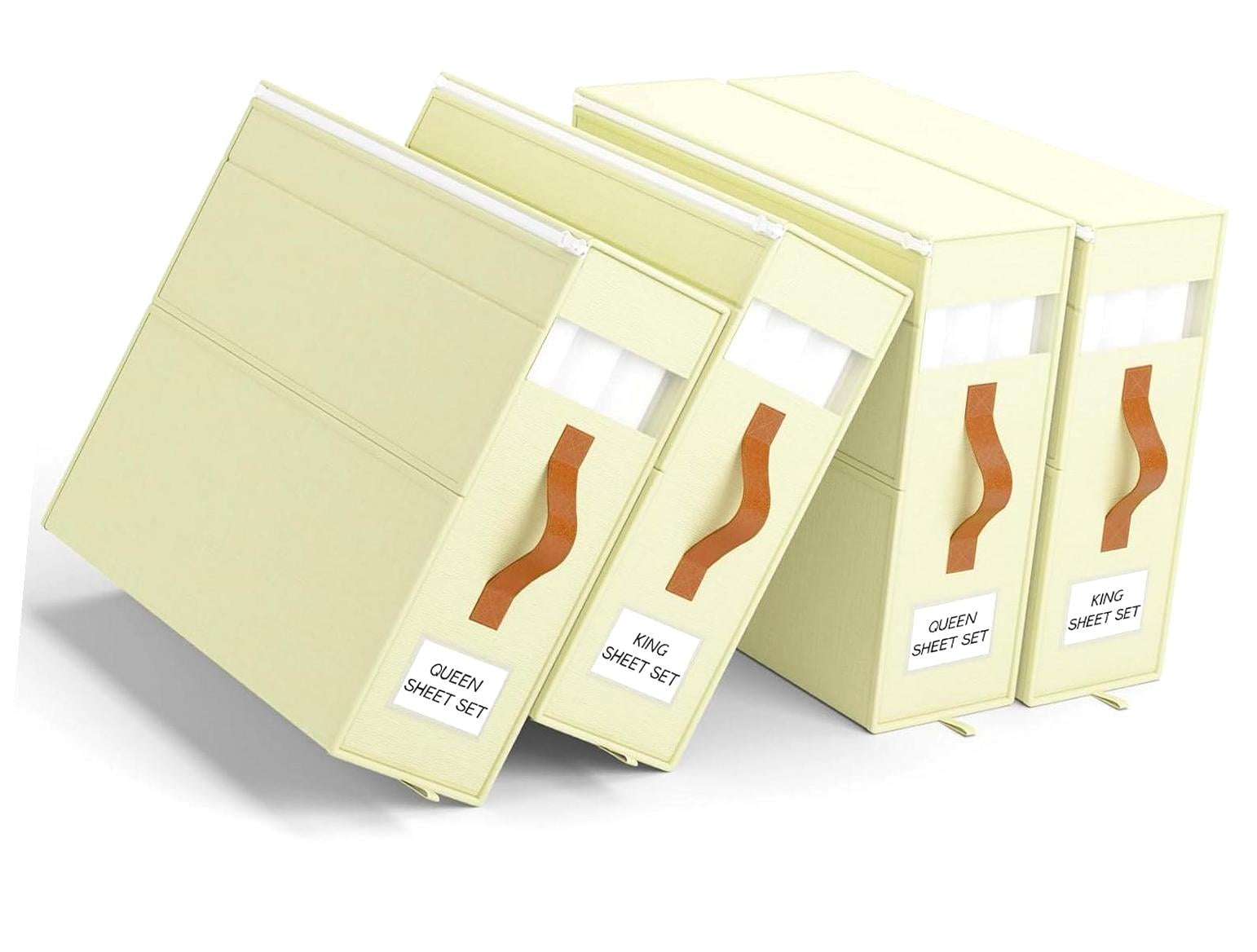 hgudesign 4-Pack Bed Sheet Organizers, Foldable Fabric Storage ...