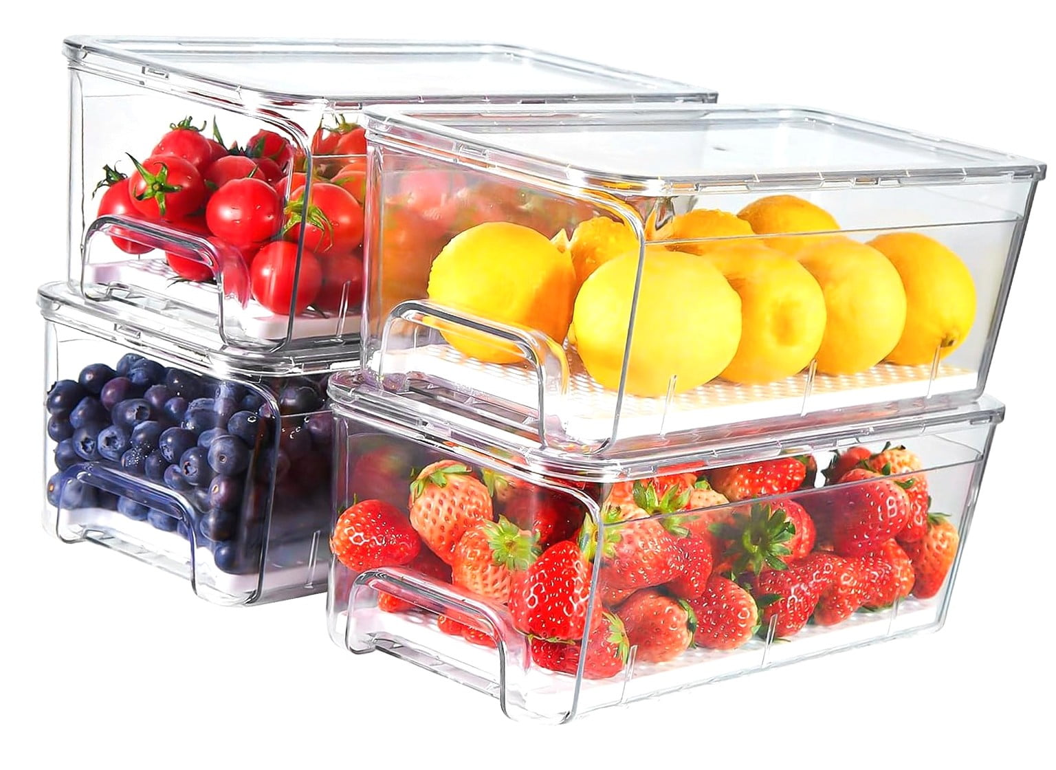 hgudesign 4-Pack Refrigerator Drawer Organizer Bins, Clear Stackable ...