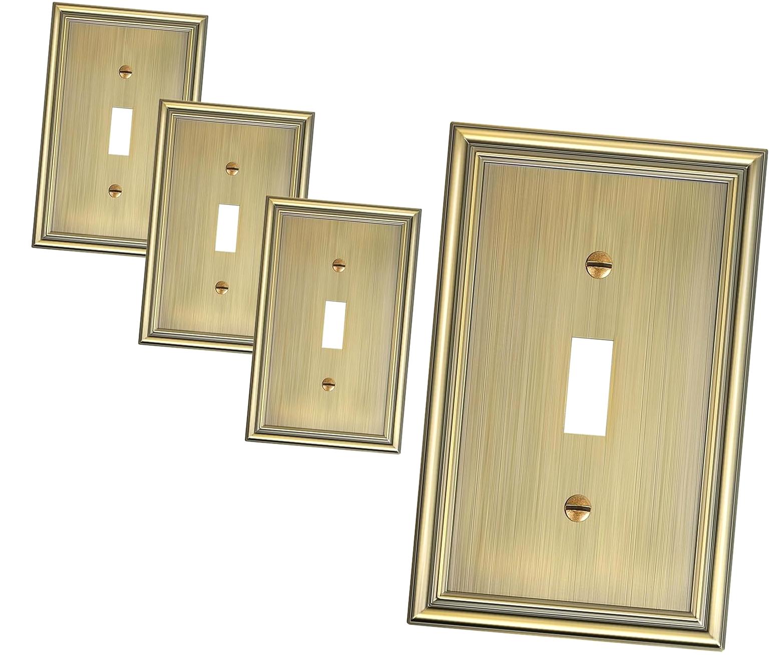 hgudesign 4-Pack Single Toggle Light Switch Cover Plate, Solid Zinc ...