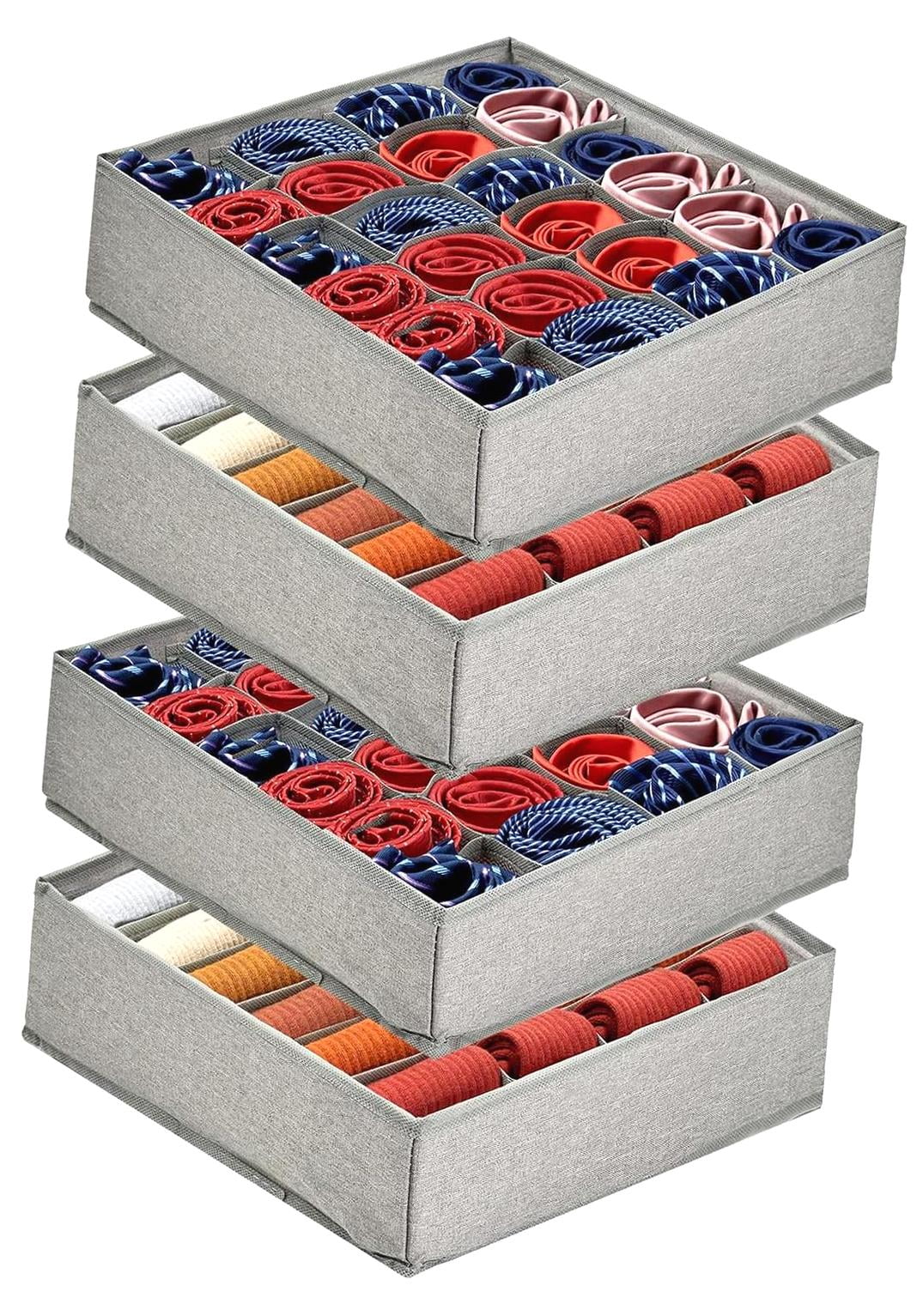 hgudesign 4 Pack gray sock organizer dividers with - 30 cell foldable ...