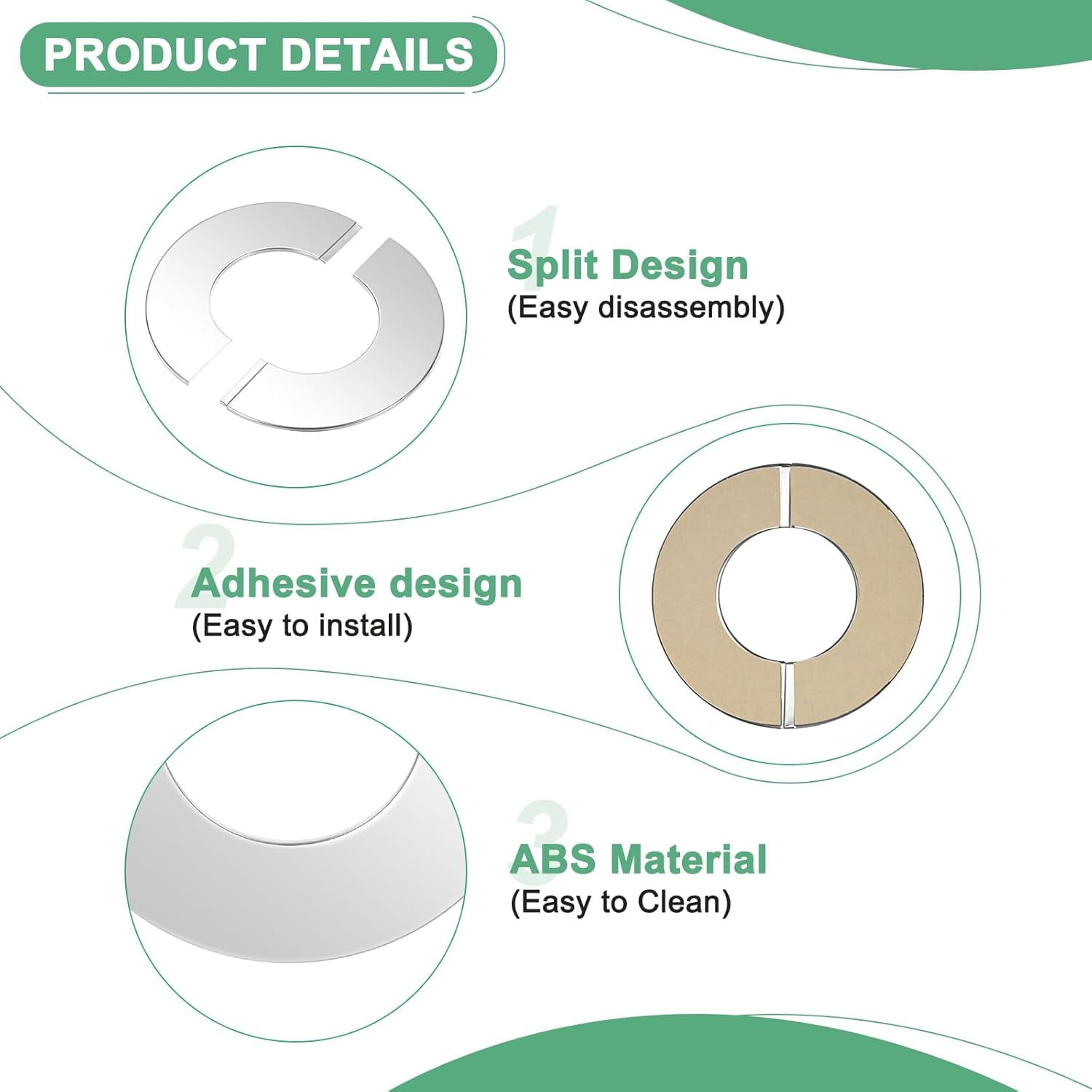 hgudesign 4-Piece Wall Split Flange Set, with 1.3 Inch/32mm Outer ...