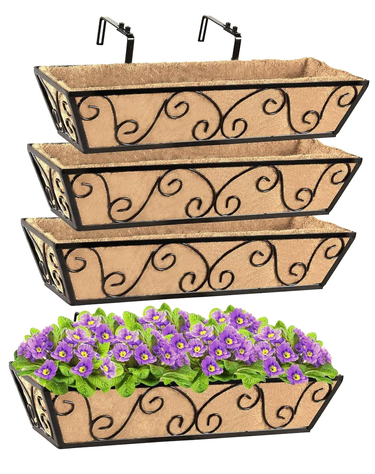 hgudesign 4 Pieces 24 Inch Box, Steel Window Planters with Insert ...