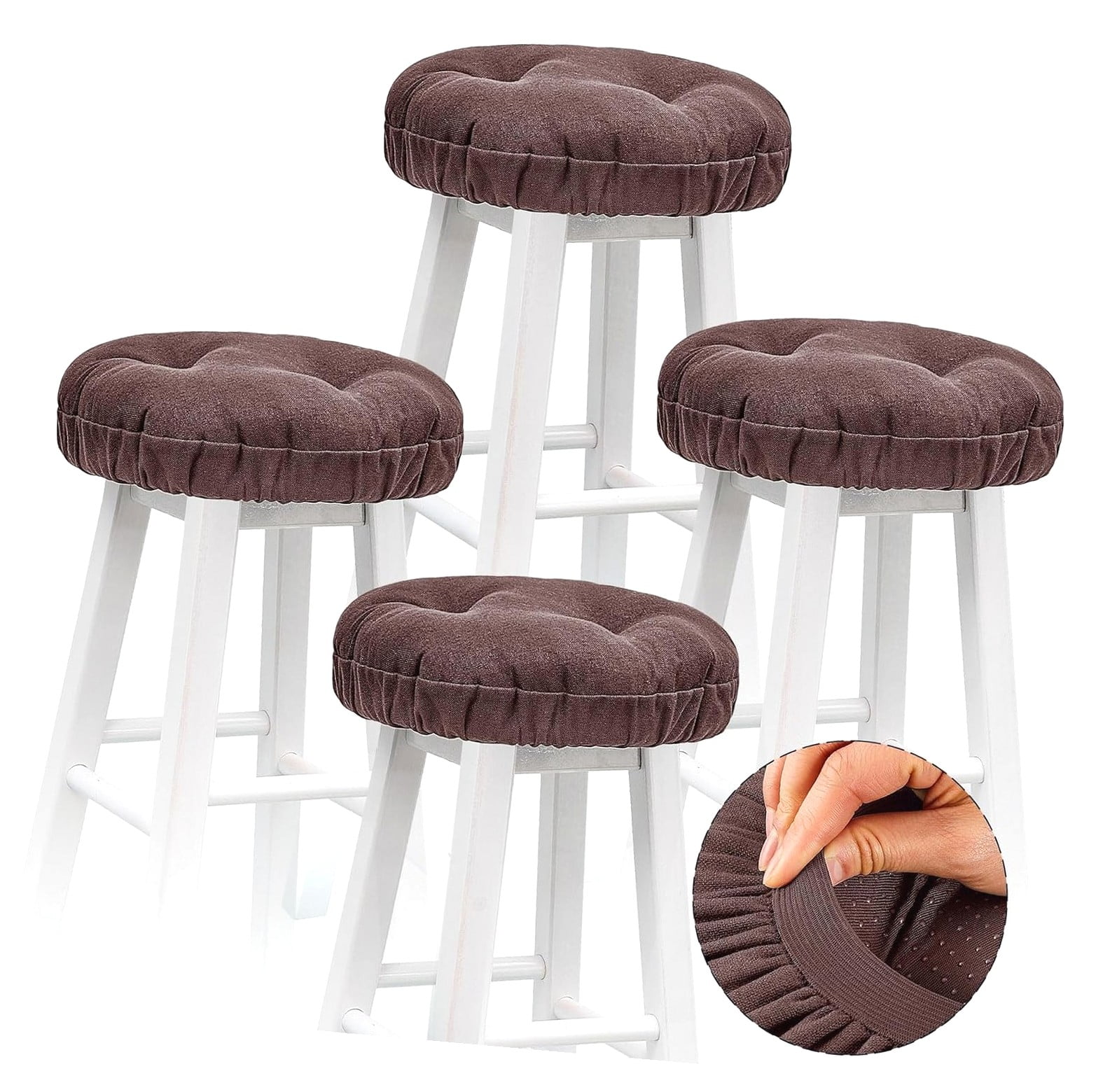 hgudesign 4 Pieces Soft Stool Covers Round Stool Cushions with Band ...