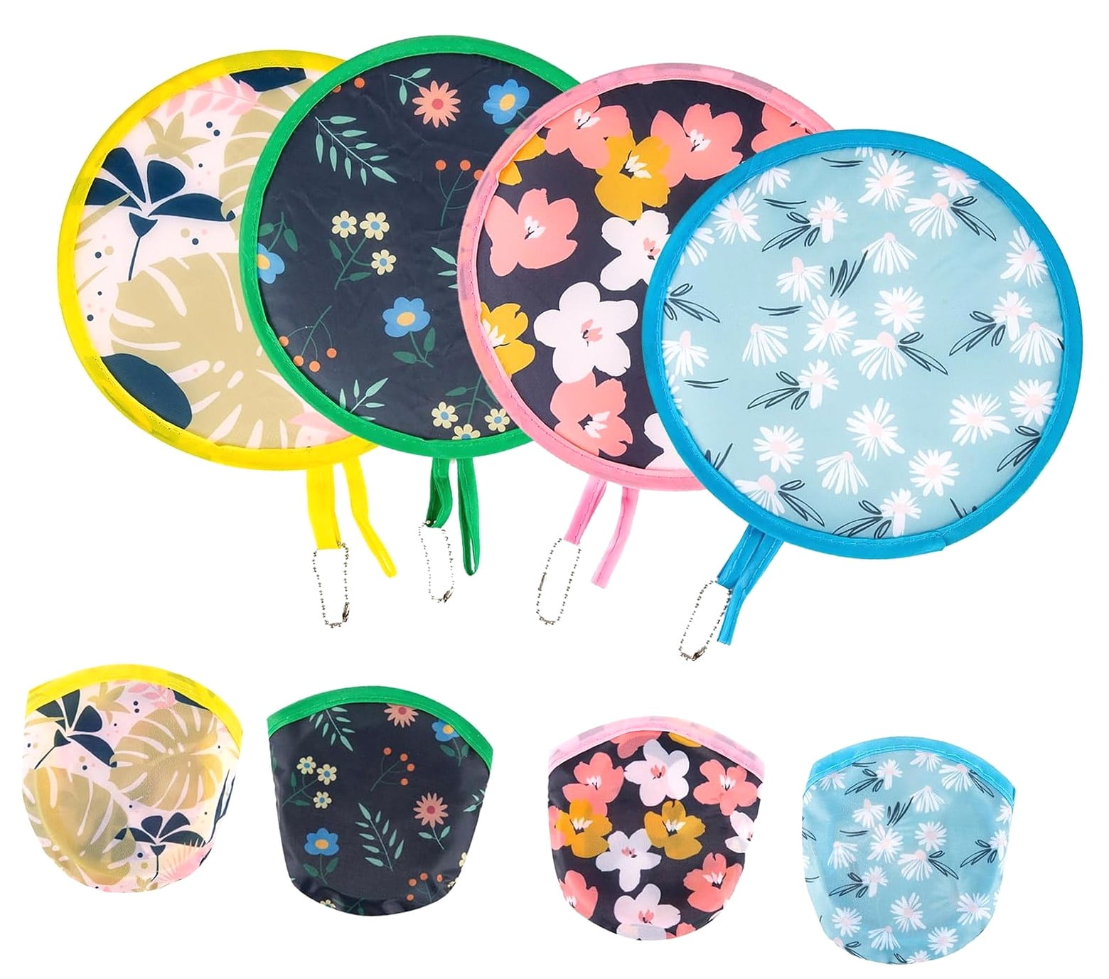 hgudesign 4 Styles Floral Round Foldable Hand Fan Foldable Fan Style ...
