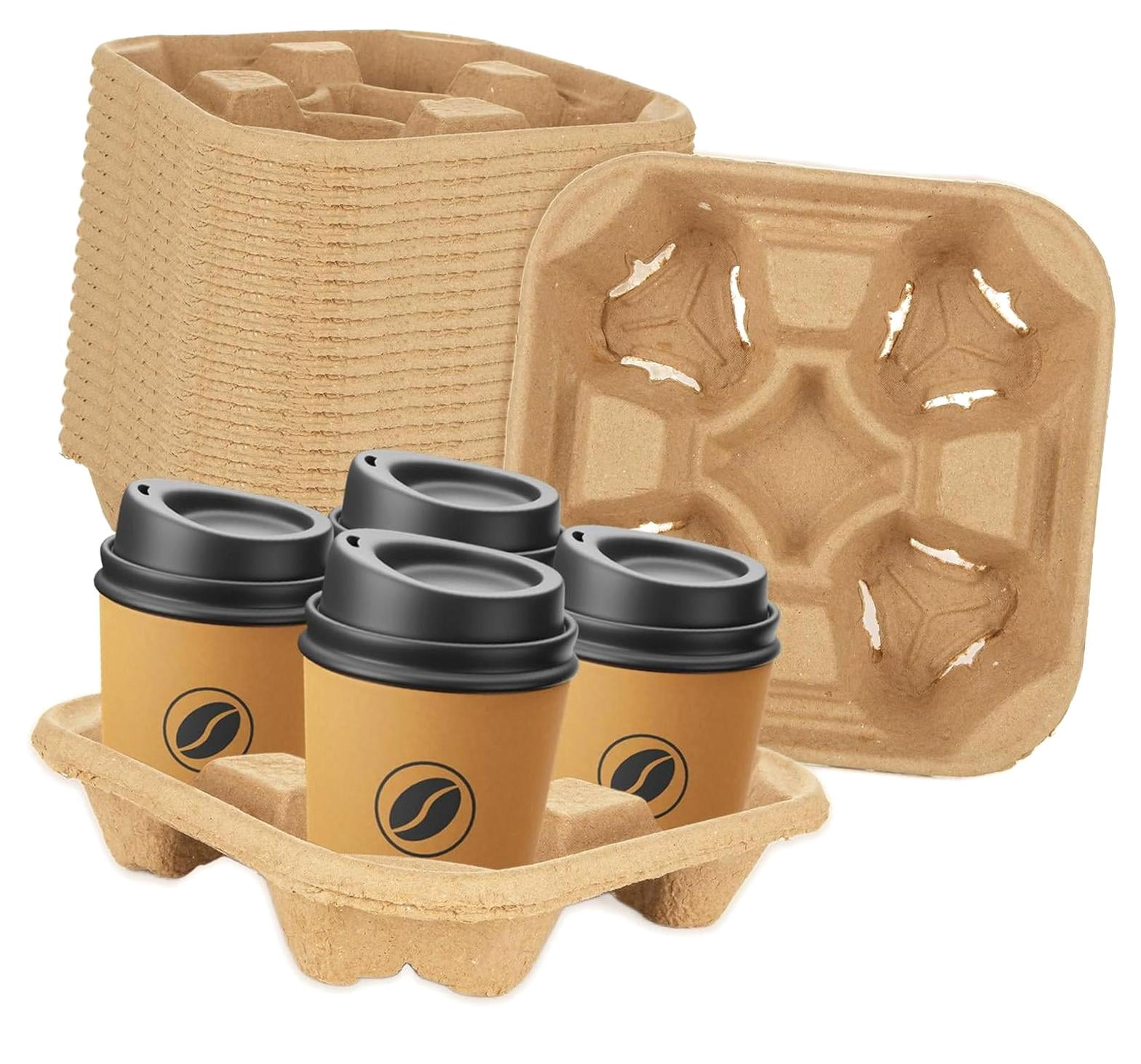 hgudesign 40 Pack 4 Cup Drink , Pulp Fiber Cup Holder Tray, Cup Tray ...