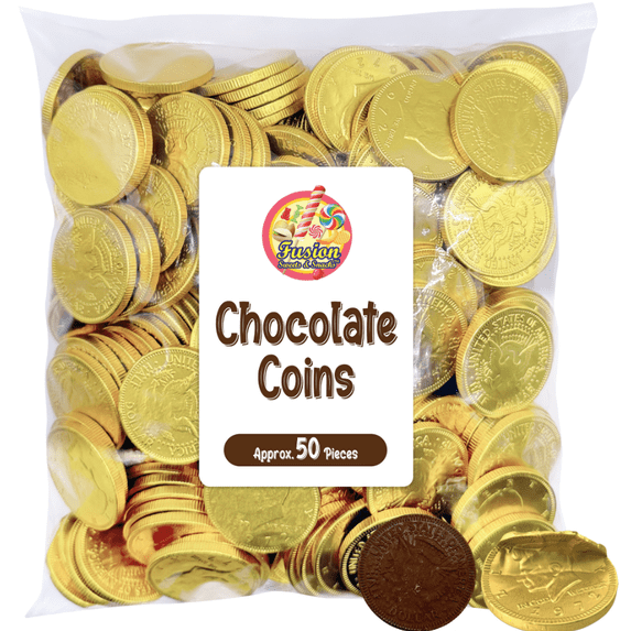 Gold Candy Coins, 50 Count Milk Chocolate Coins for Holidays, Parties ...