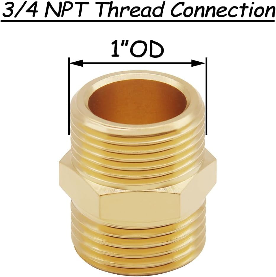 hgudesign 4PCS 3/4 Inch NPT Hex Nipple Connector 3/4" NPT to 3/4" NPT ...