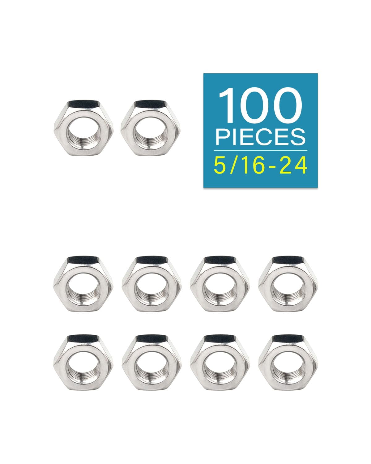 hgudesign 5/16-24 Hex Nuts - 304 Stainless Steel Hexagonal Fasteners ...