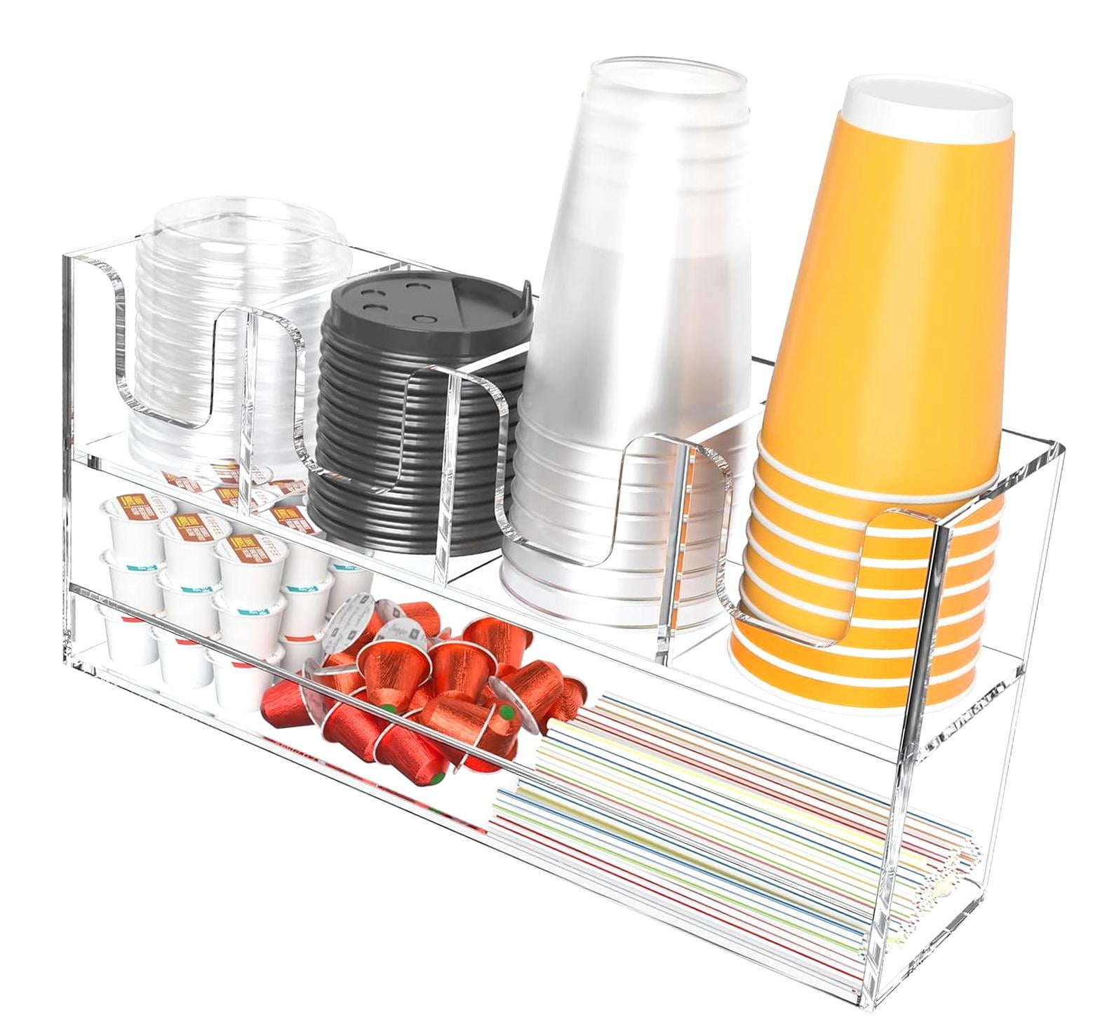 hgudesign 5-Compartment Countertop Cup Holder - 2-Tier Clear Acrylic ...