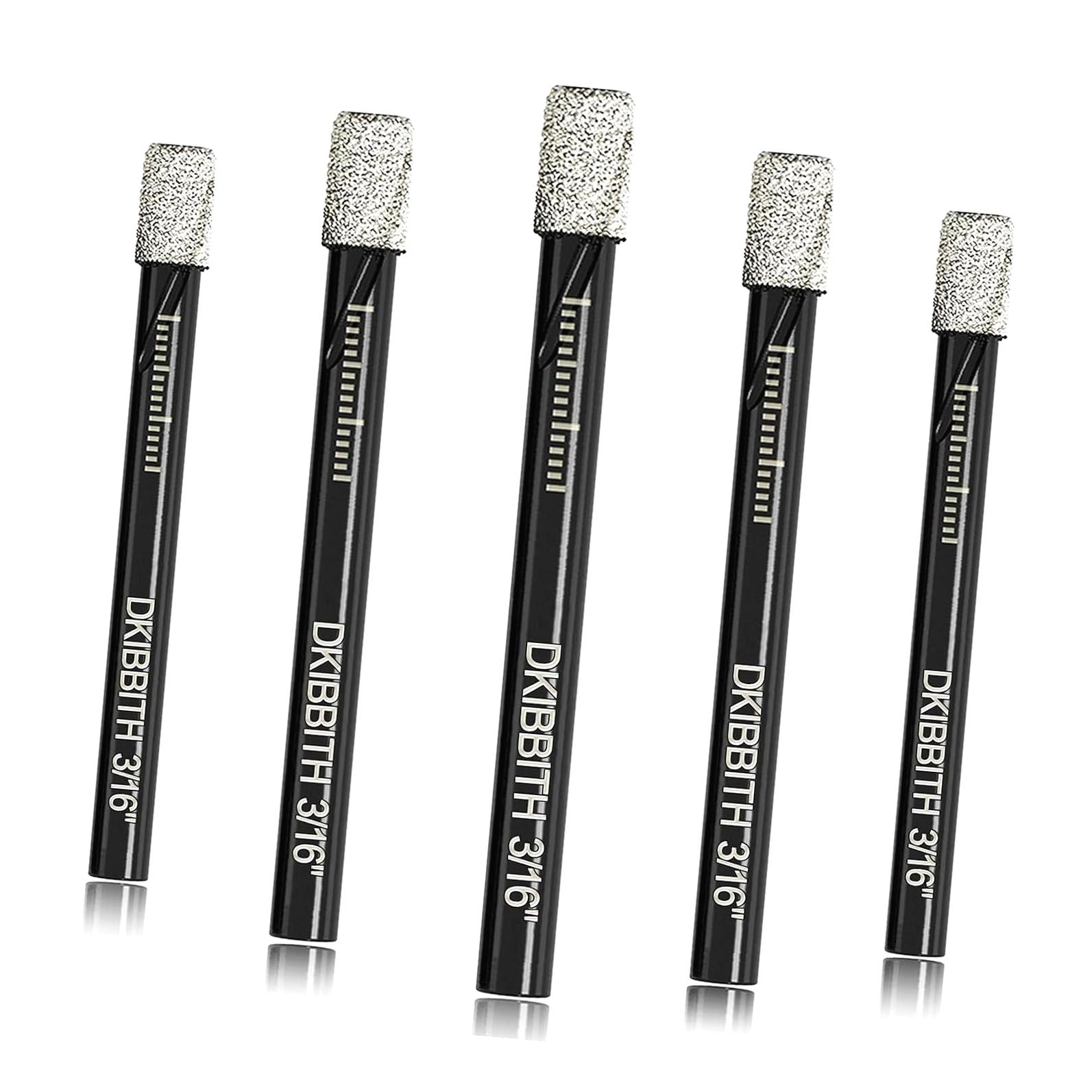 hgudesign 5-Pack 3/16" Dry Diamond Core Drill Bits Collection, 5mm Tile ...
