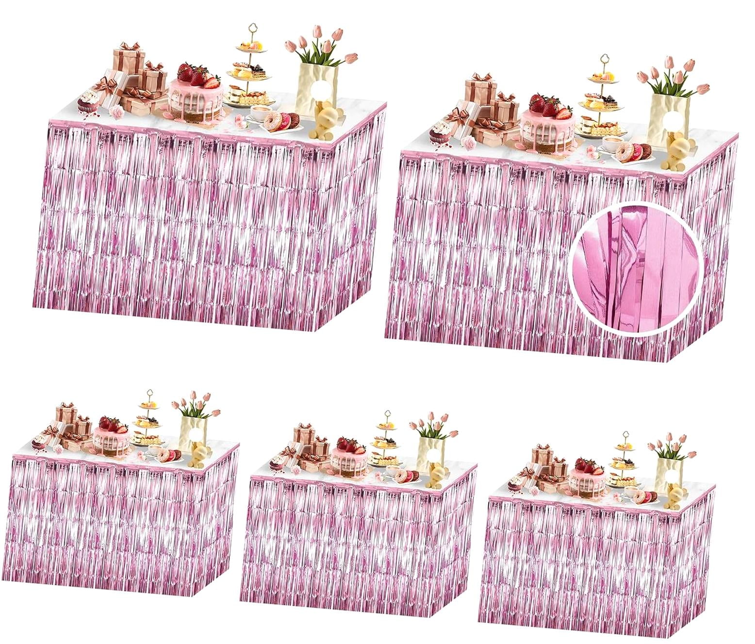hgudesign 5 Pack Foil Fringe Table Skirt 29x108 Inch Metallic Foil ...
