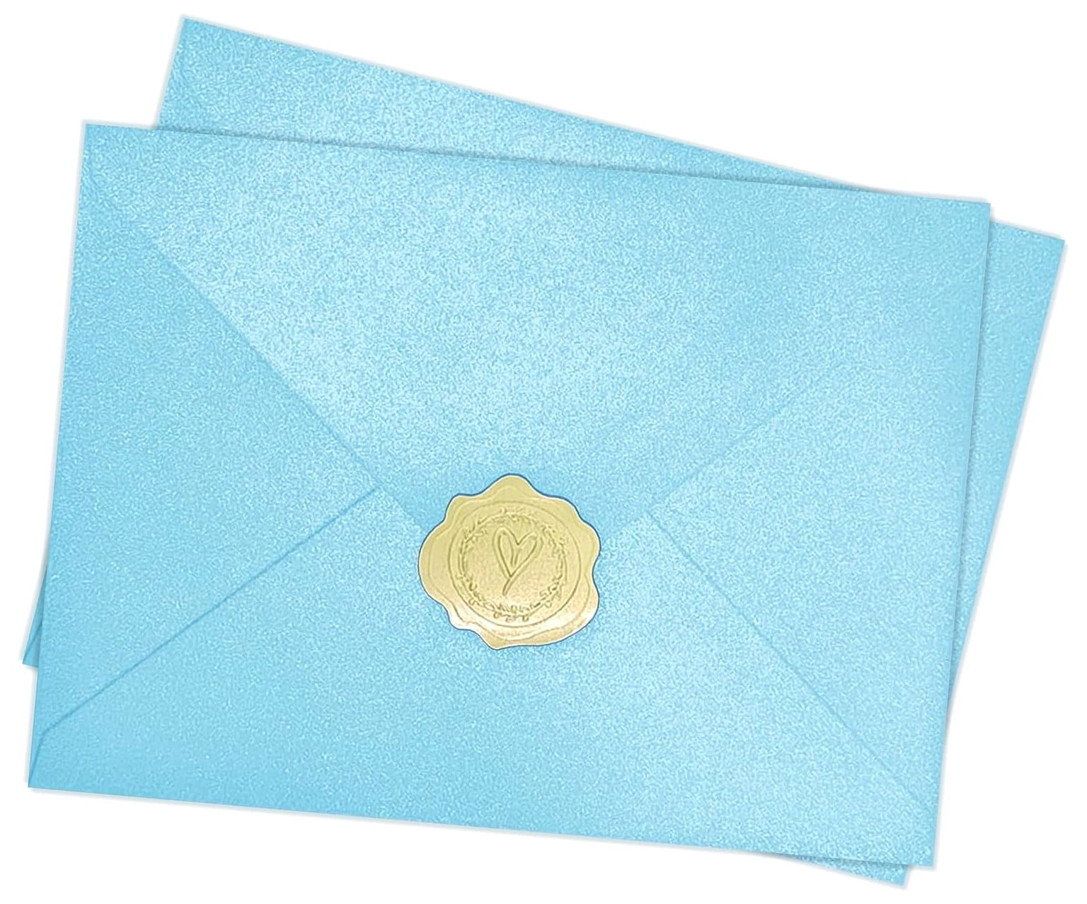 hgudesign 50 PCS Sparking Blue Envelopes A7,5 7 white Shimmer Envelopes ...