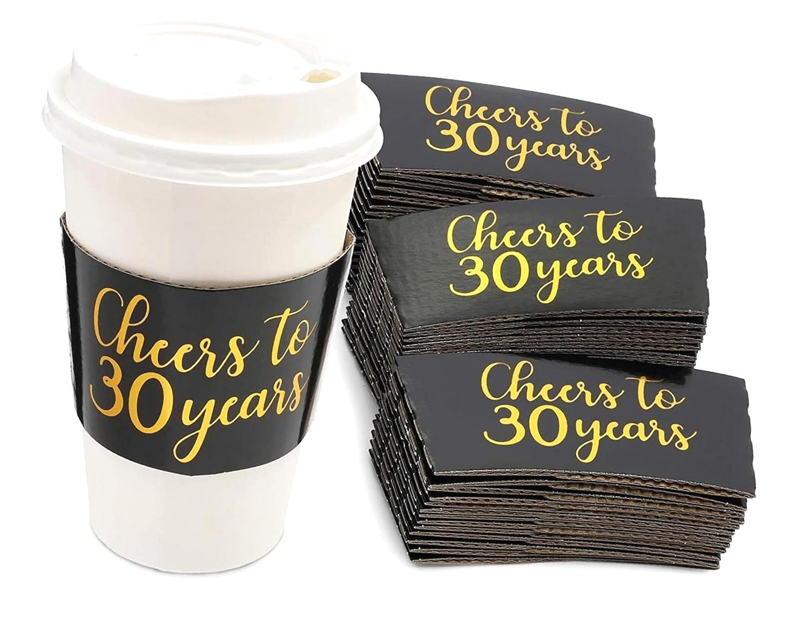 hgudesign 50 Pack "Cheers to 30 Years" Coffee Cup Sleeves, 12-16 oz ...