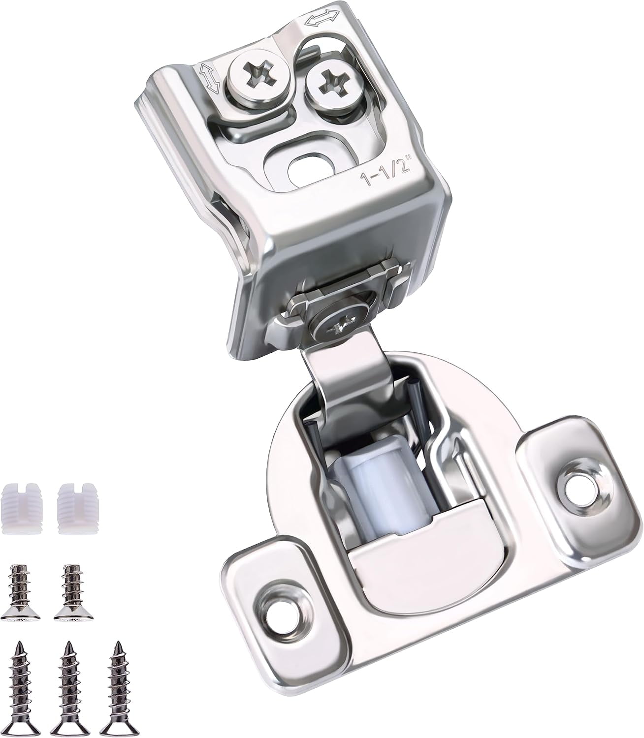 hgudesign 50 Pack Pair 1-1/2 inch Overlay Self Slow Door Hinges Face ...