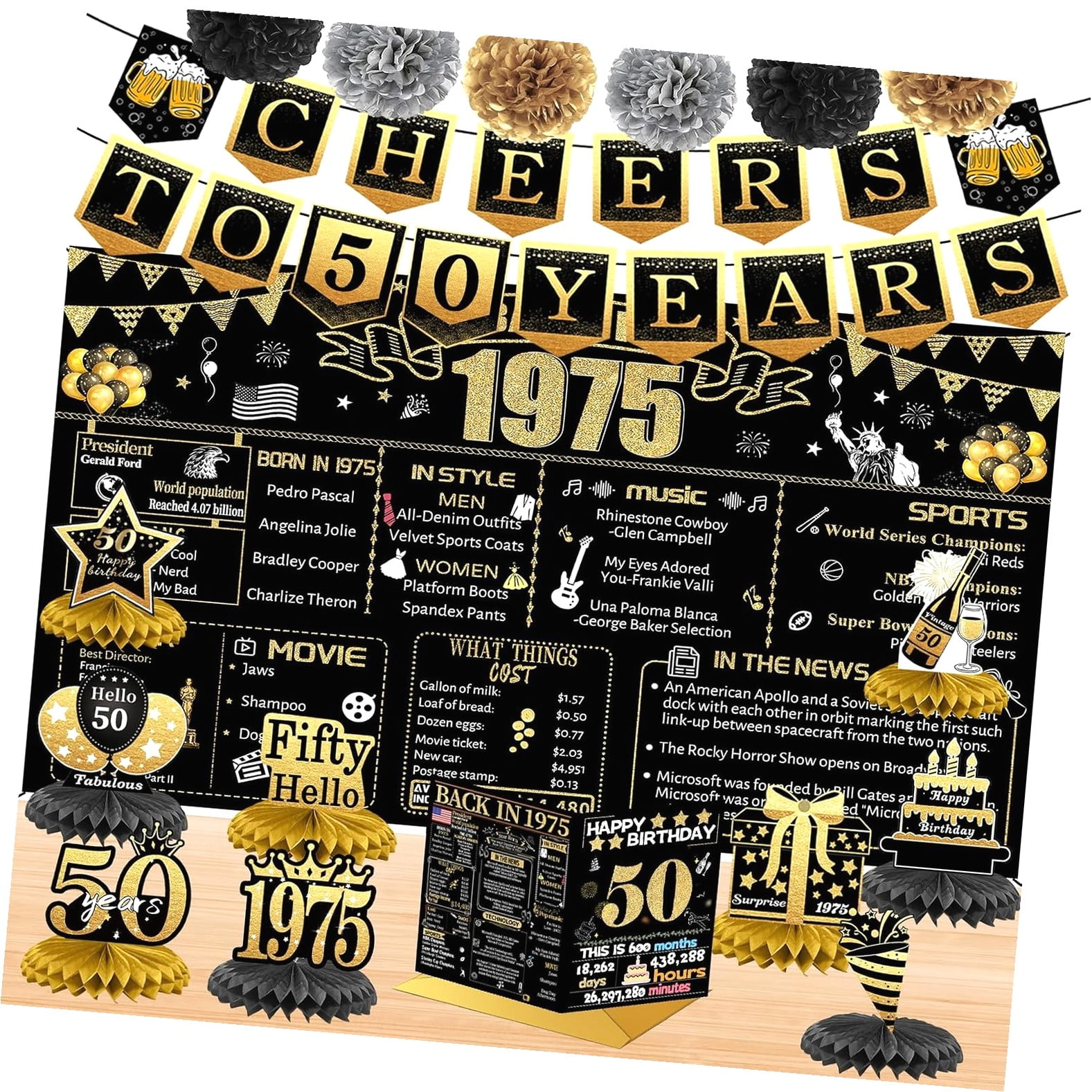hgudesign 50th Birthday Decorations for Adults, 18PCS Back in 1975 ...