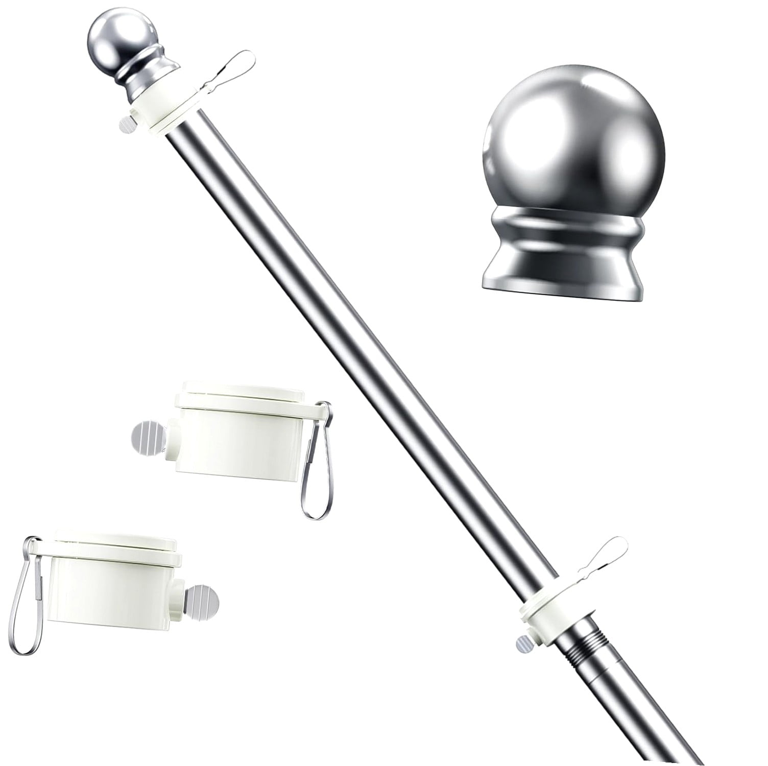 hgudesign 6 FT Pole, Spinning Steel Weather Resistant Rustproof ...