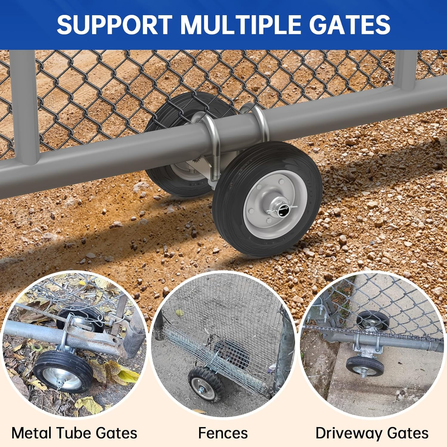 hgudesign 6" Heavy-Duty Steel Rolling Gate Wheel for Chain Fence ...