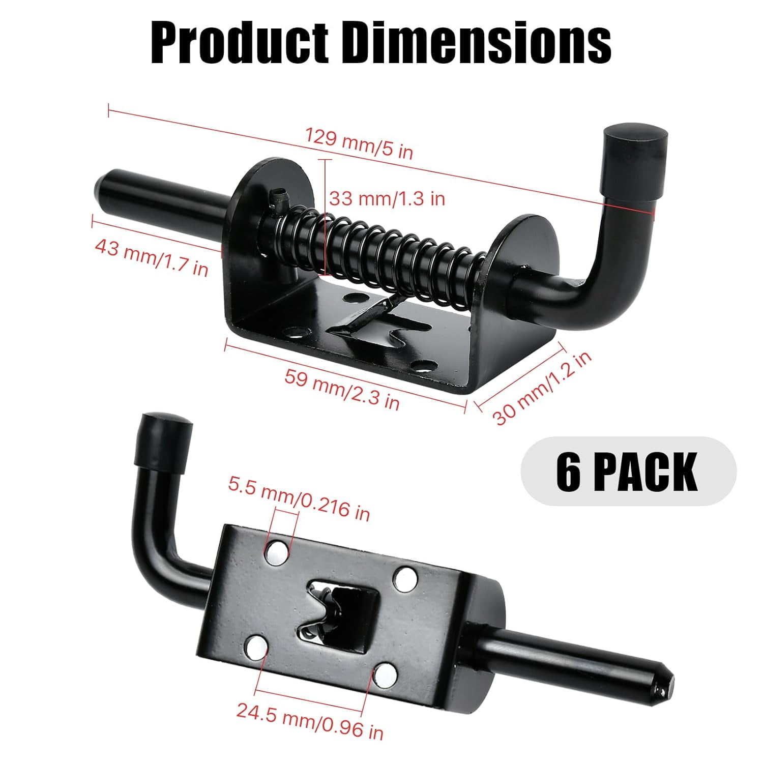 hgudesign 6 Pcs Barrel Bolt Pin, 5 Inch Spring Loaded Pin, 304 Steel ...