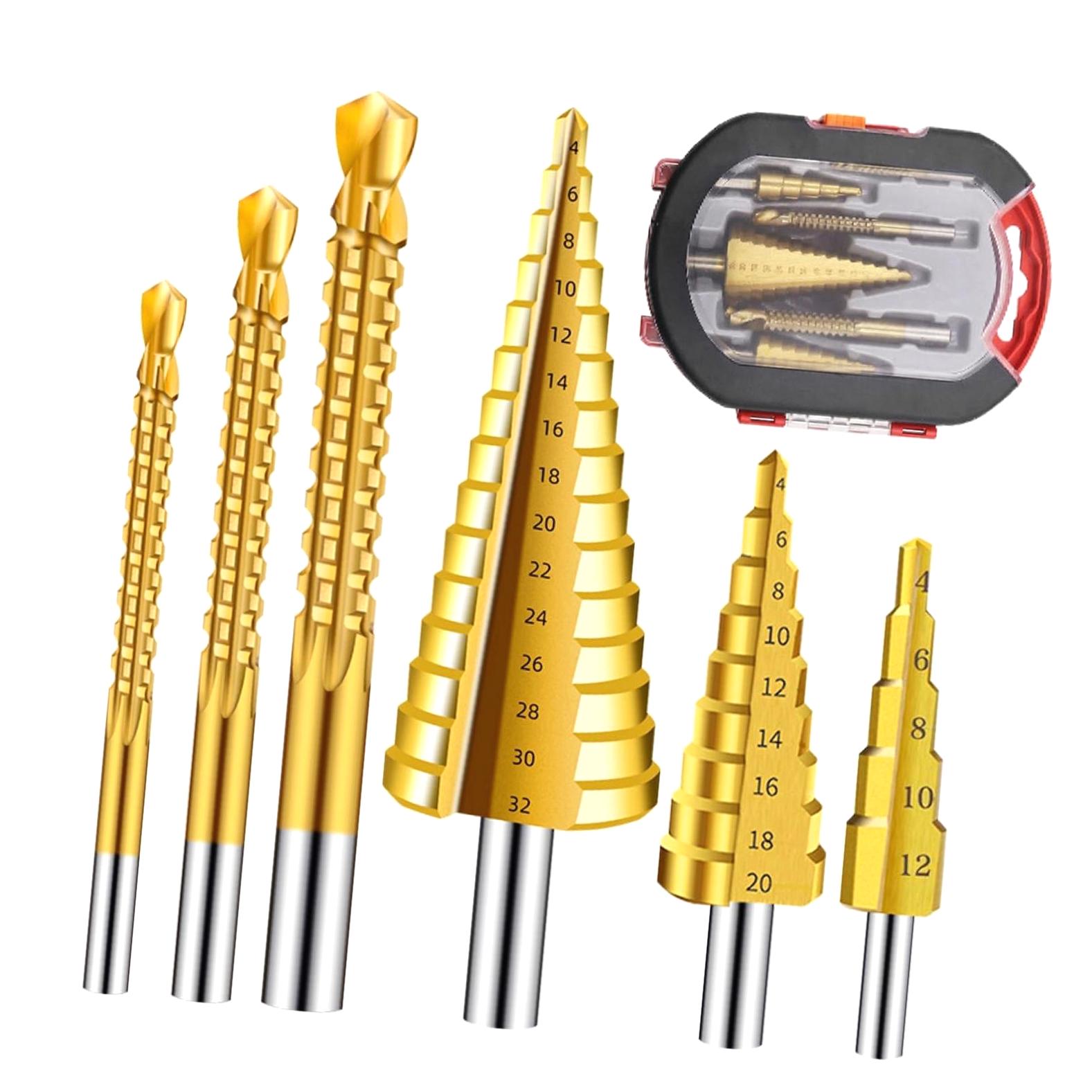hgudesign 6-Piece Drill Bit Collection, Featuring 3 Varieties of Step ...