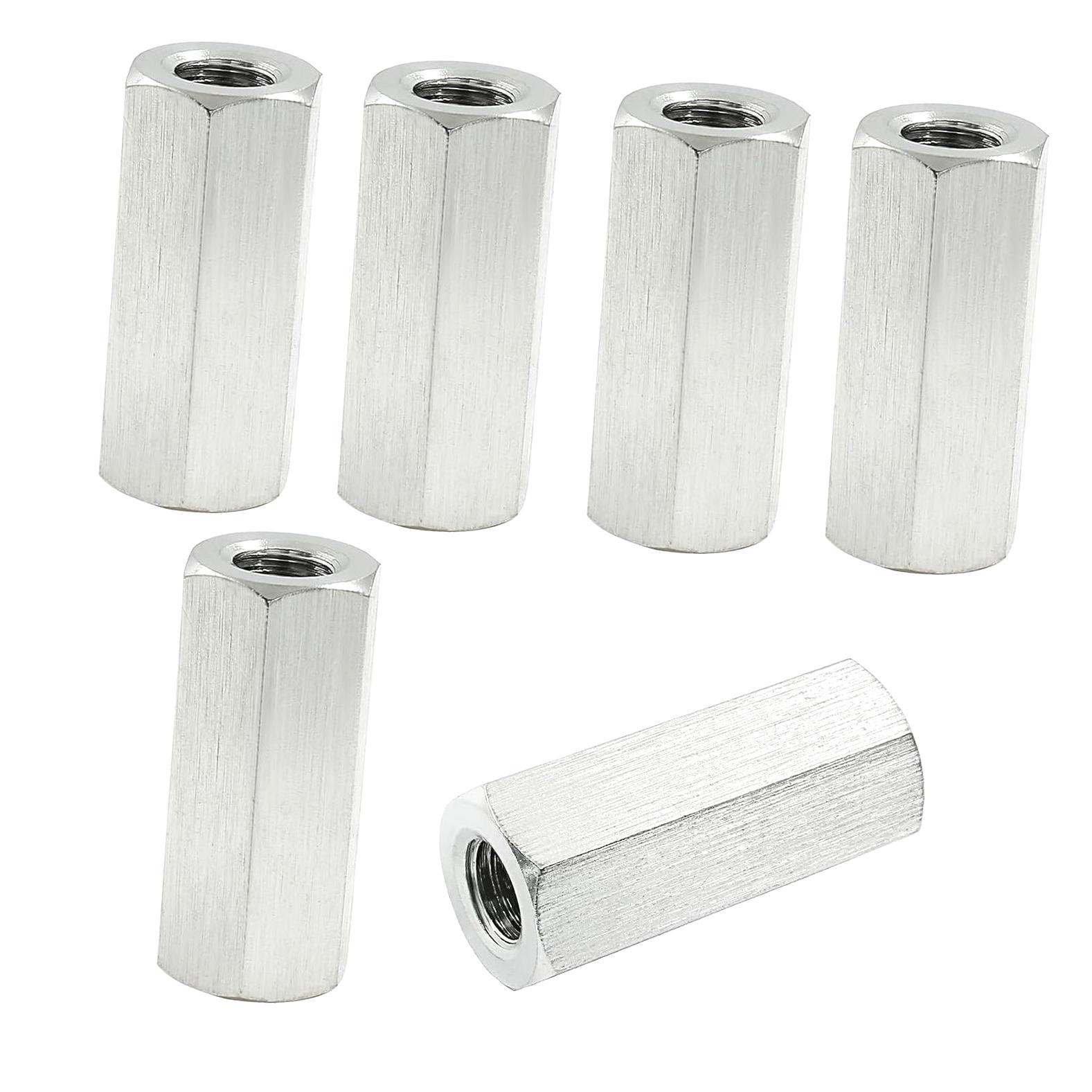 hgudesign 6 Pieces M10 x 1.5-Pitch 40mm Length Metric Hex Coupling Nuts ...