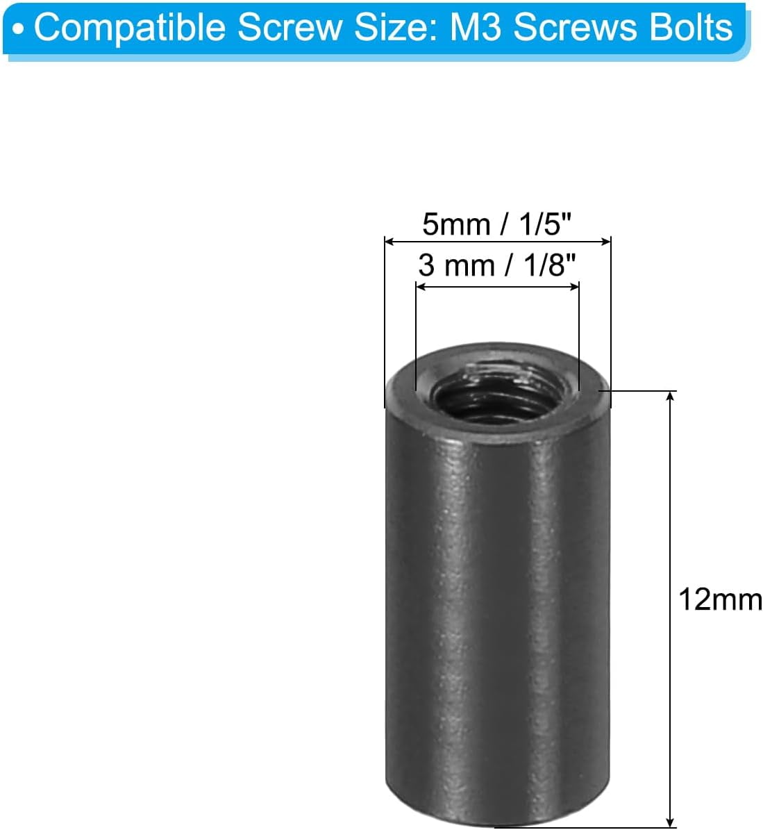 hgudesign 6 Pieces M3 Metal Threaded Standoff Spacer Nuts, Circular ...